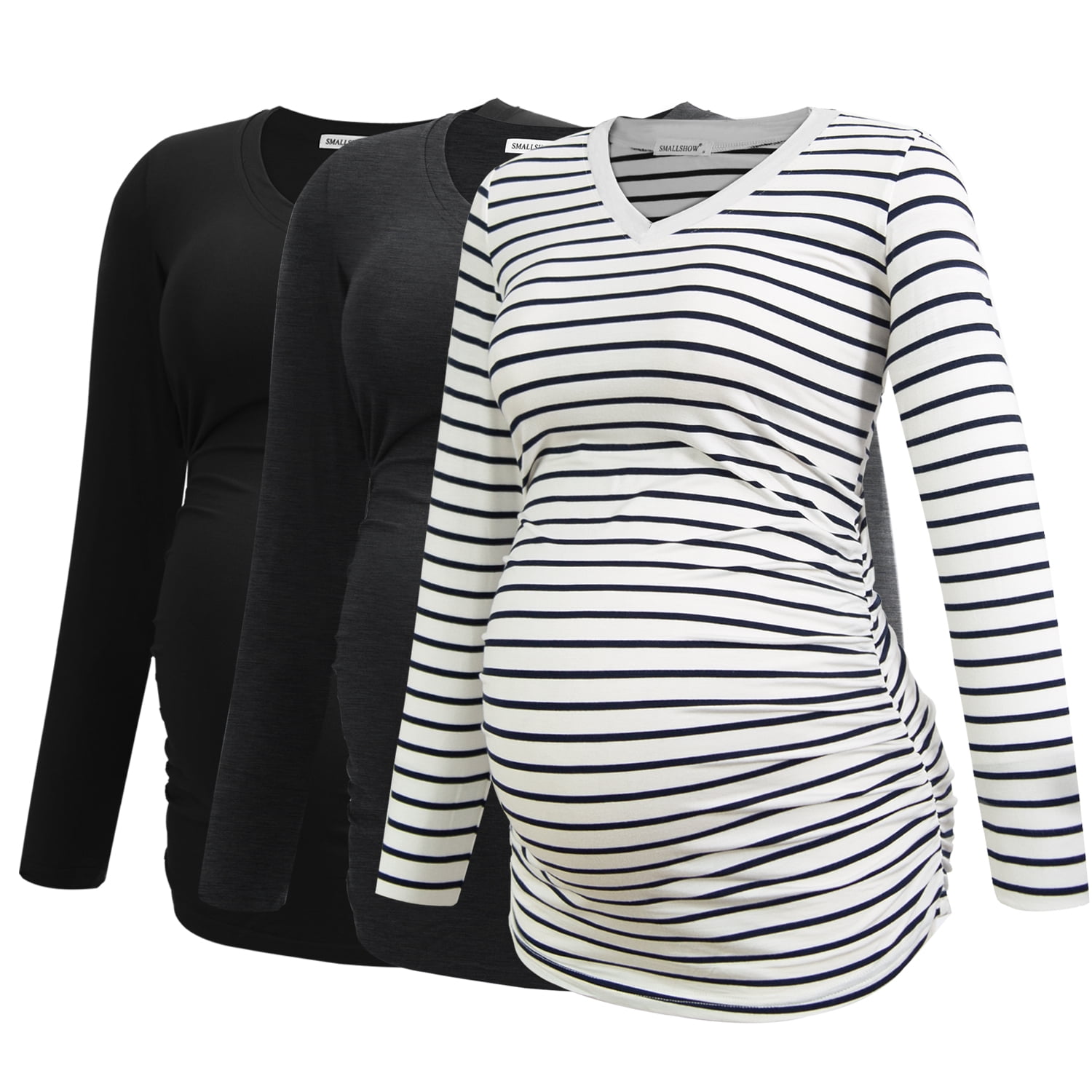 Smallshow V Neck Long Sleeve Pregnancy Tops Shirts Maternity Clothes ...