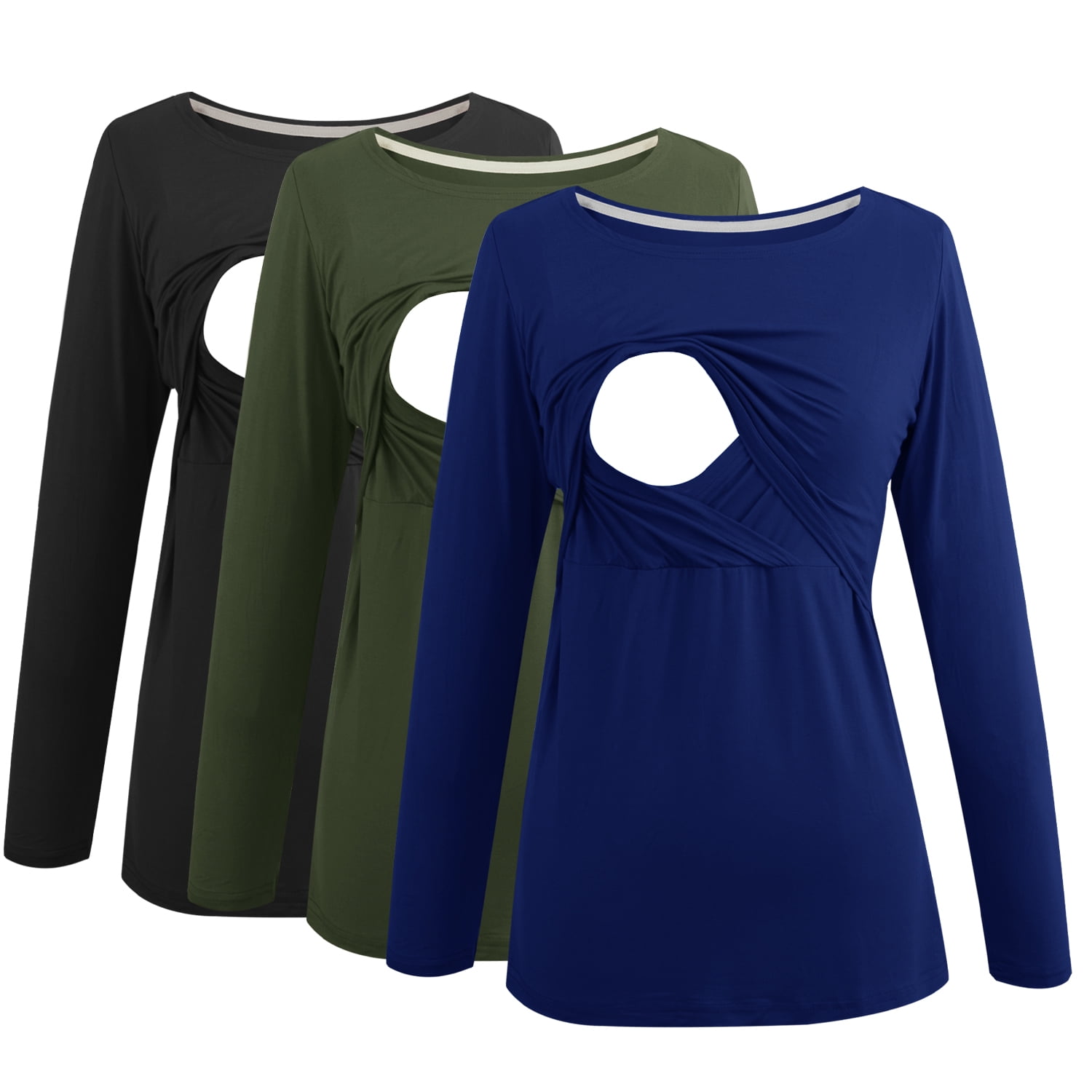 Smallshow Women's Maternity Long Sleeve Breastfeeding Tops, Soft Stretchy Fabric, Discreet ...