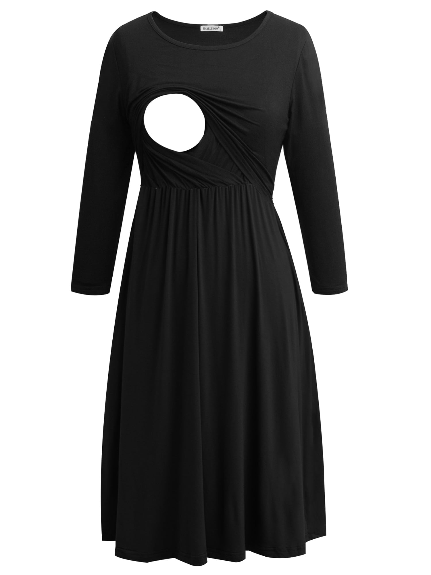 Smallshow Women's Patchwork Maternity Nursing Dress 3/4 Sleeve Dress for Breastfeeding - Walmart.com