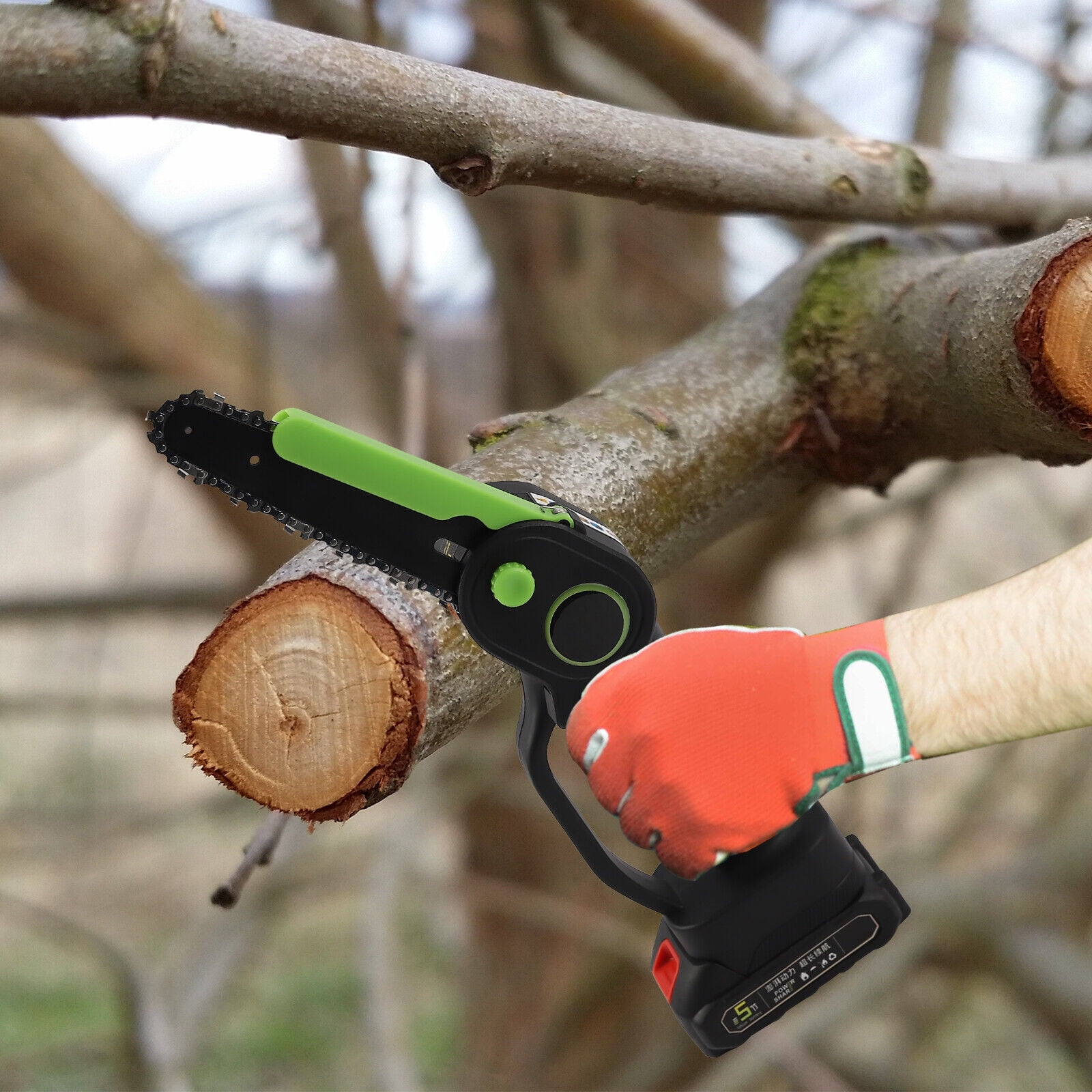 Smallzonex 6-Inch Cordless Electric Mini Chainsaw with 2 Batteries ...