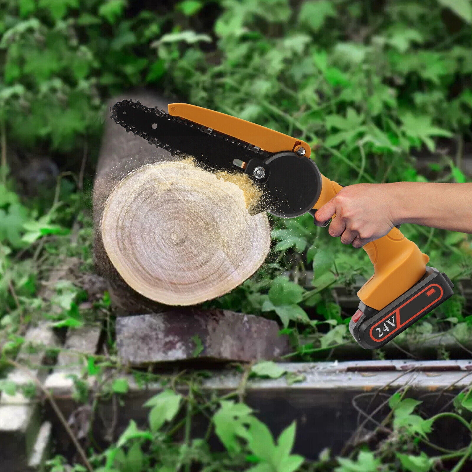 Smallzonex 6-Inch Electric Cordless Chainsaw 24V – Lightweight Handheld ...