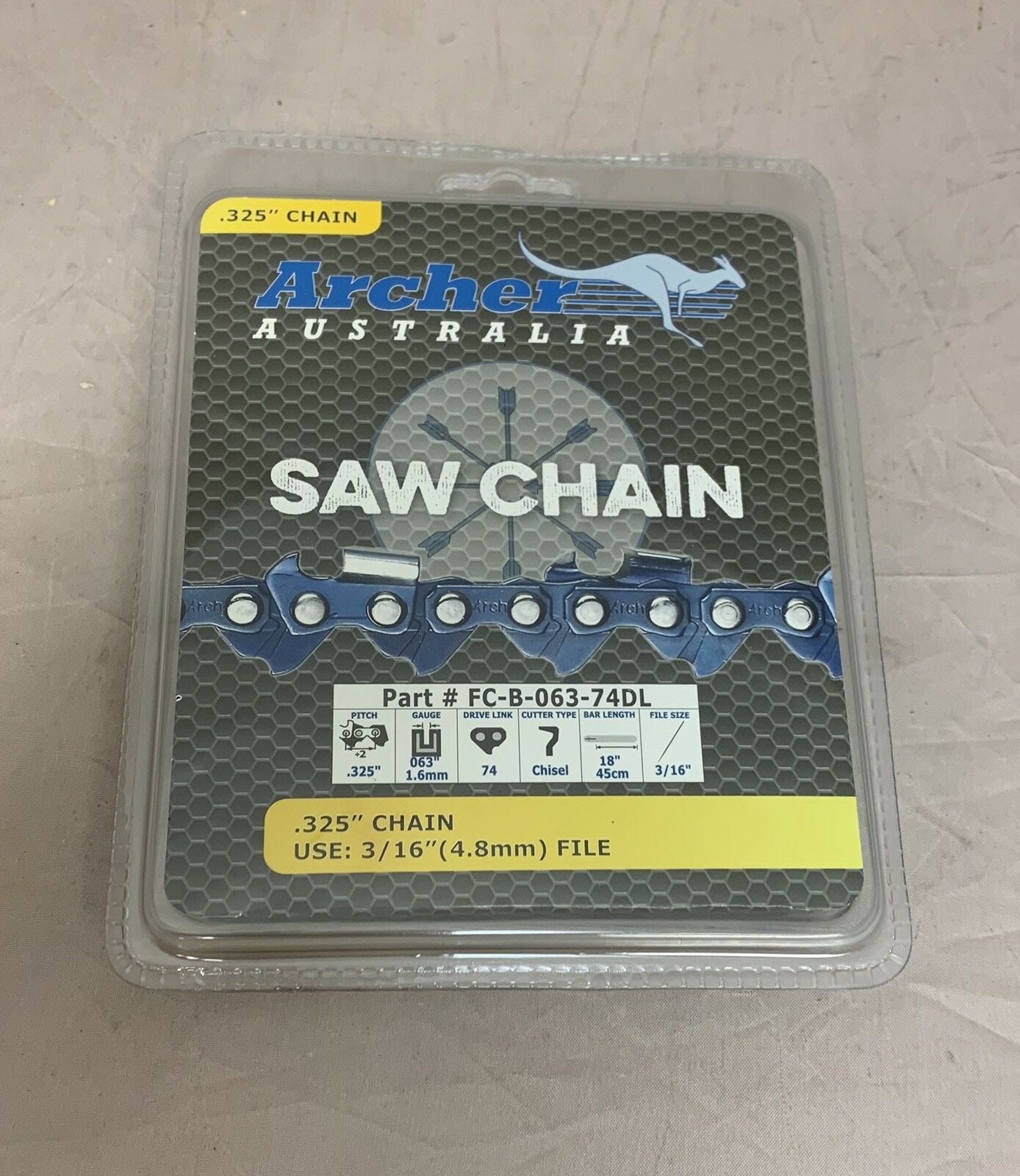Smallzonex Full Chisel Chainsaw Chain - .325 Pitch, .063 Gauge, 74 ...