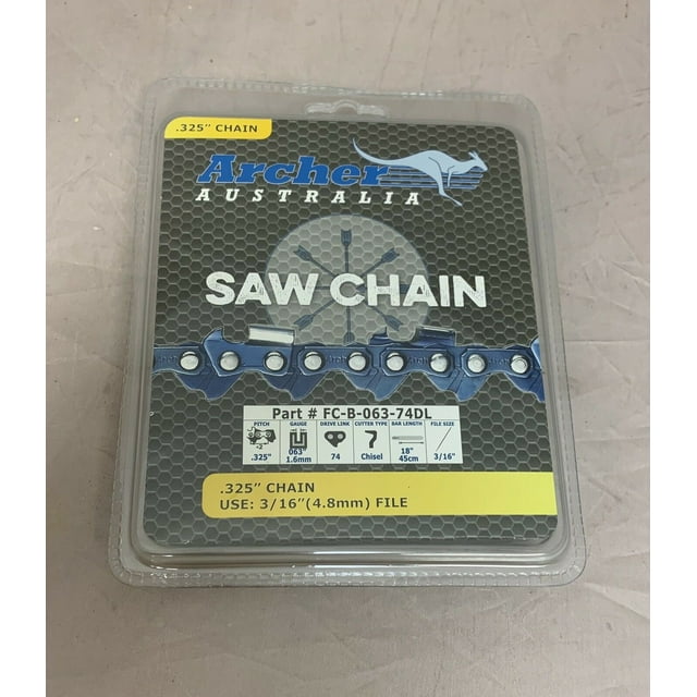 Smallzonex Full Chisel Chainsaw Chain - .325 Pitch, .063 Gauge, 74 ...