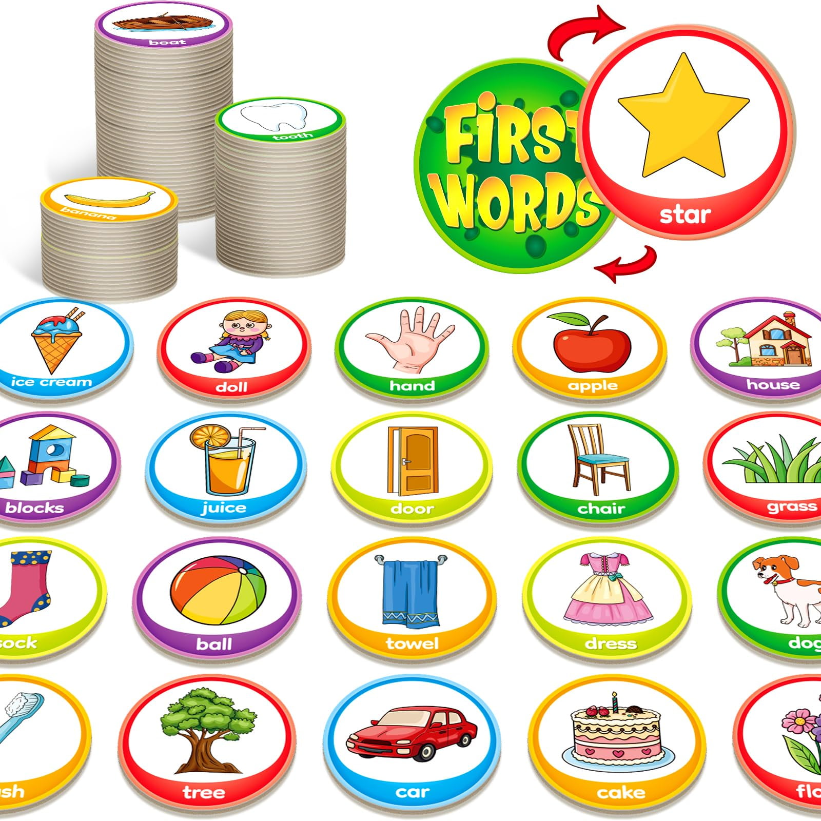 SmarLearnio First Words Memory YPF5 Game,72PCS Match Game Baby Flash ...