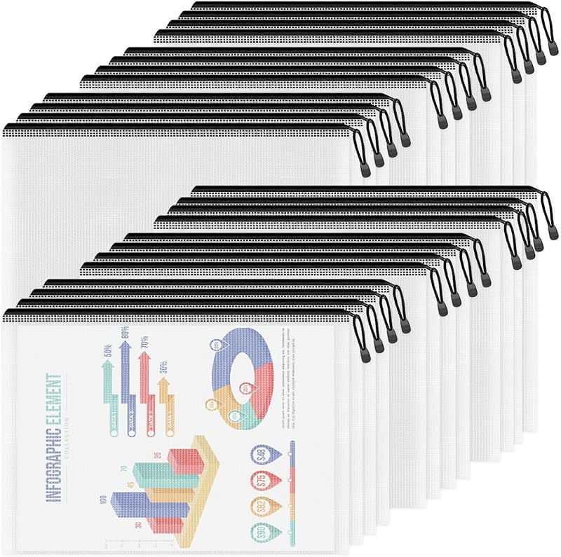 Smarpau 24PCS Pencil Pouches Bulk, 9.3" x 4.7"Mesh Zipper Pouch Pencil ...