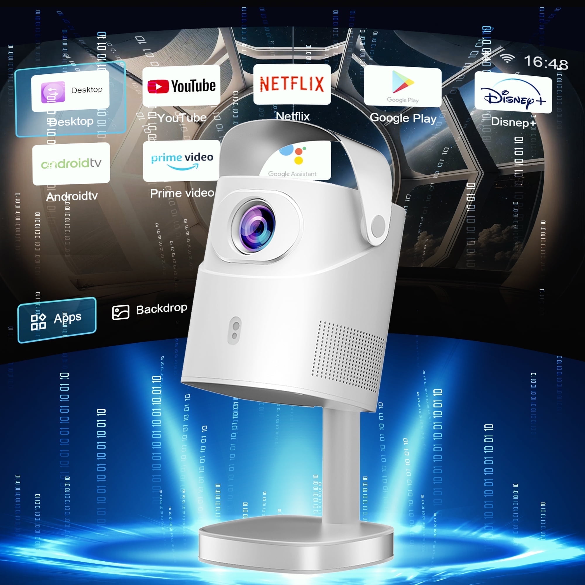 Geek Chef Smart 1080P Portable Projector, WiFi Bluetooth, Dolby Sound ...