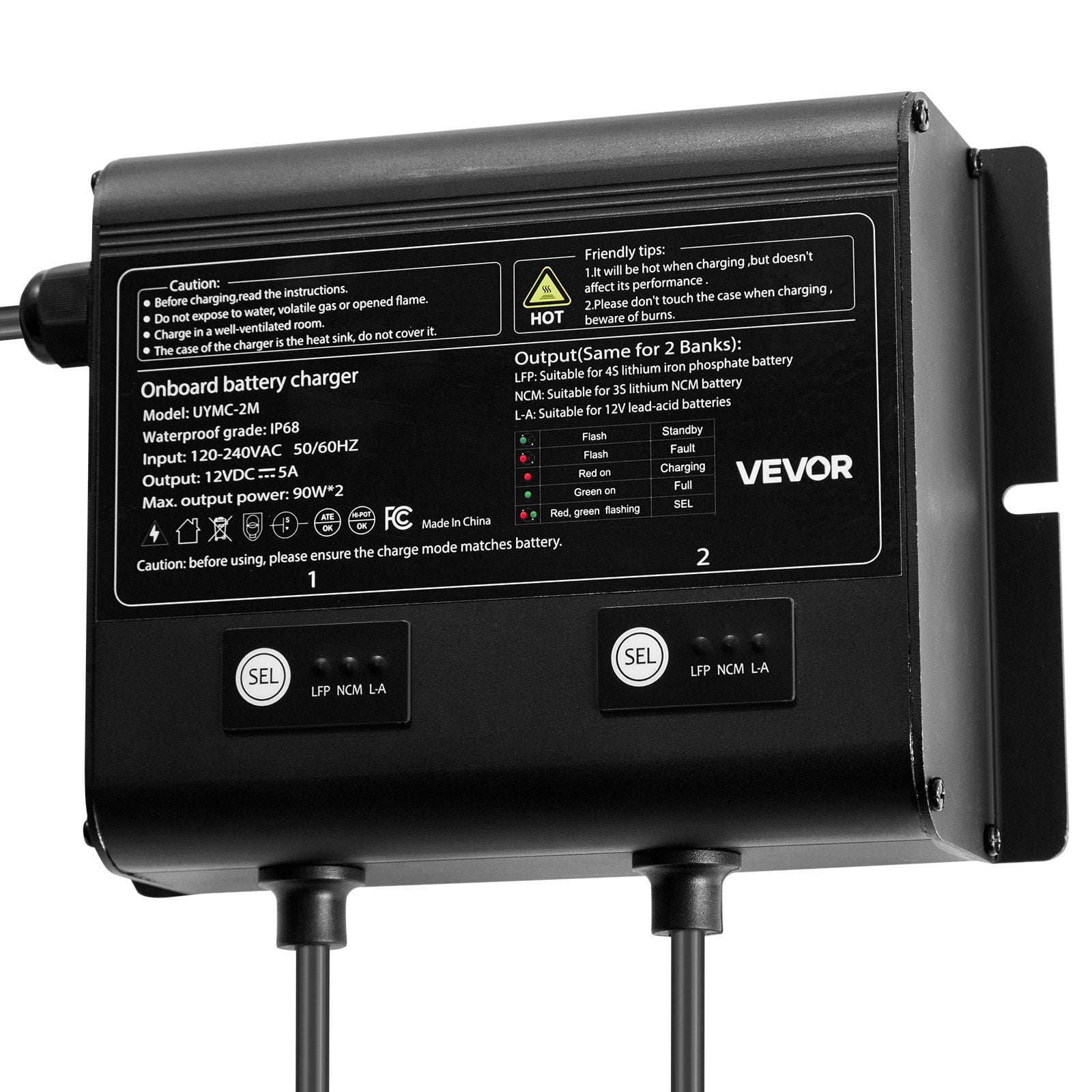 Smart 2-Bank 5A 12V Marine Battery Charger, Onboard IP68 Waterproof ...