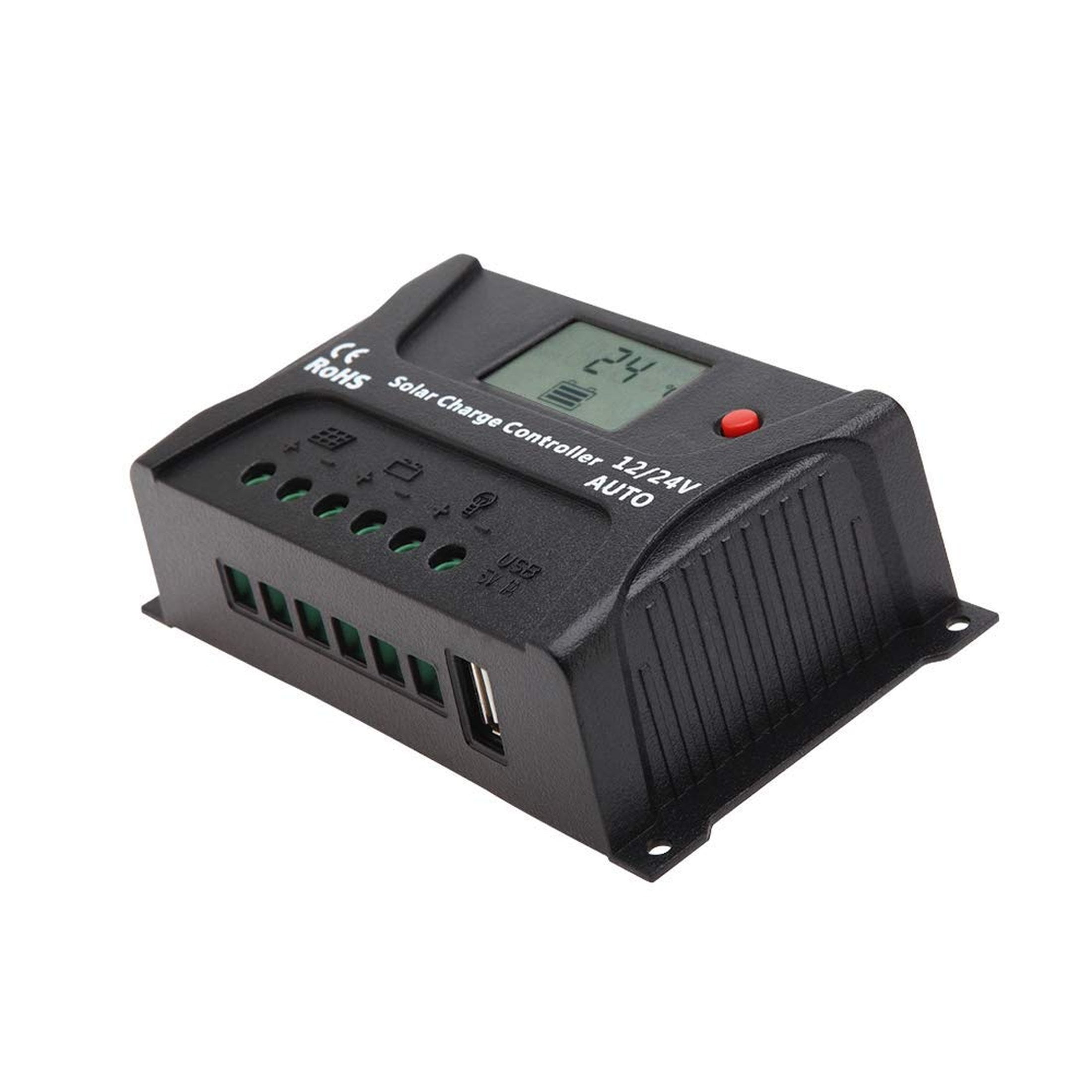 Smart 20Amp PWM Solar Charge Controller with LCD and USB-A Port ...