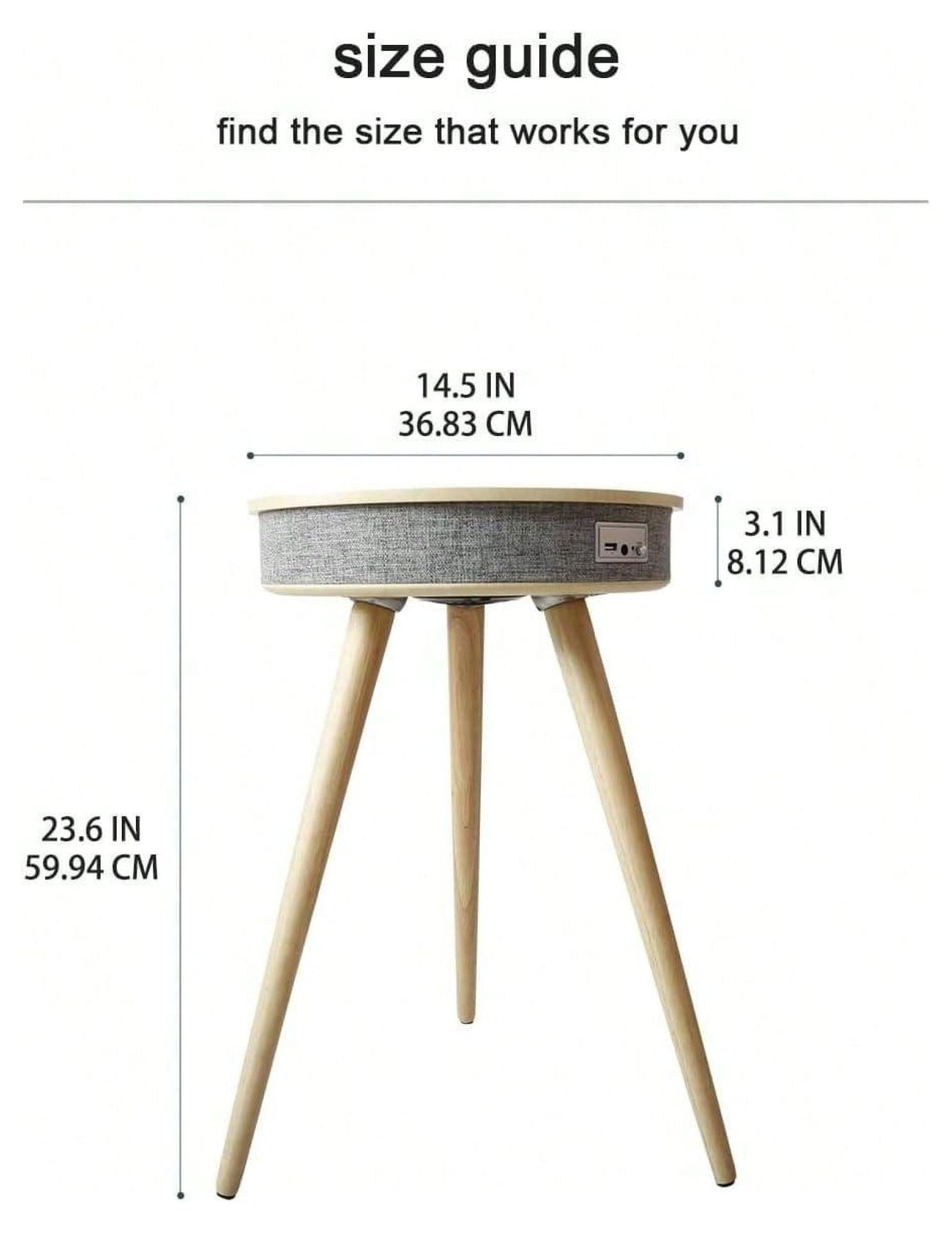 Smart 36.5cm Wood End Table Sofa Coffee Table With Speaker Night Light ...