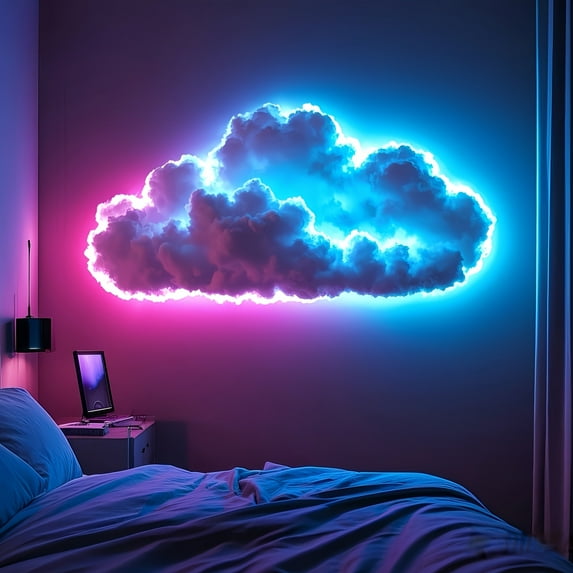 Smart 3D Thunder Cloud LED Lamp - Music Sync/Voice Control, RGB Sound ...
