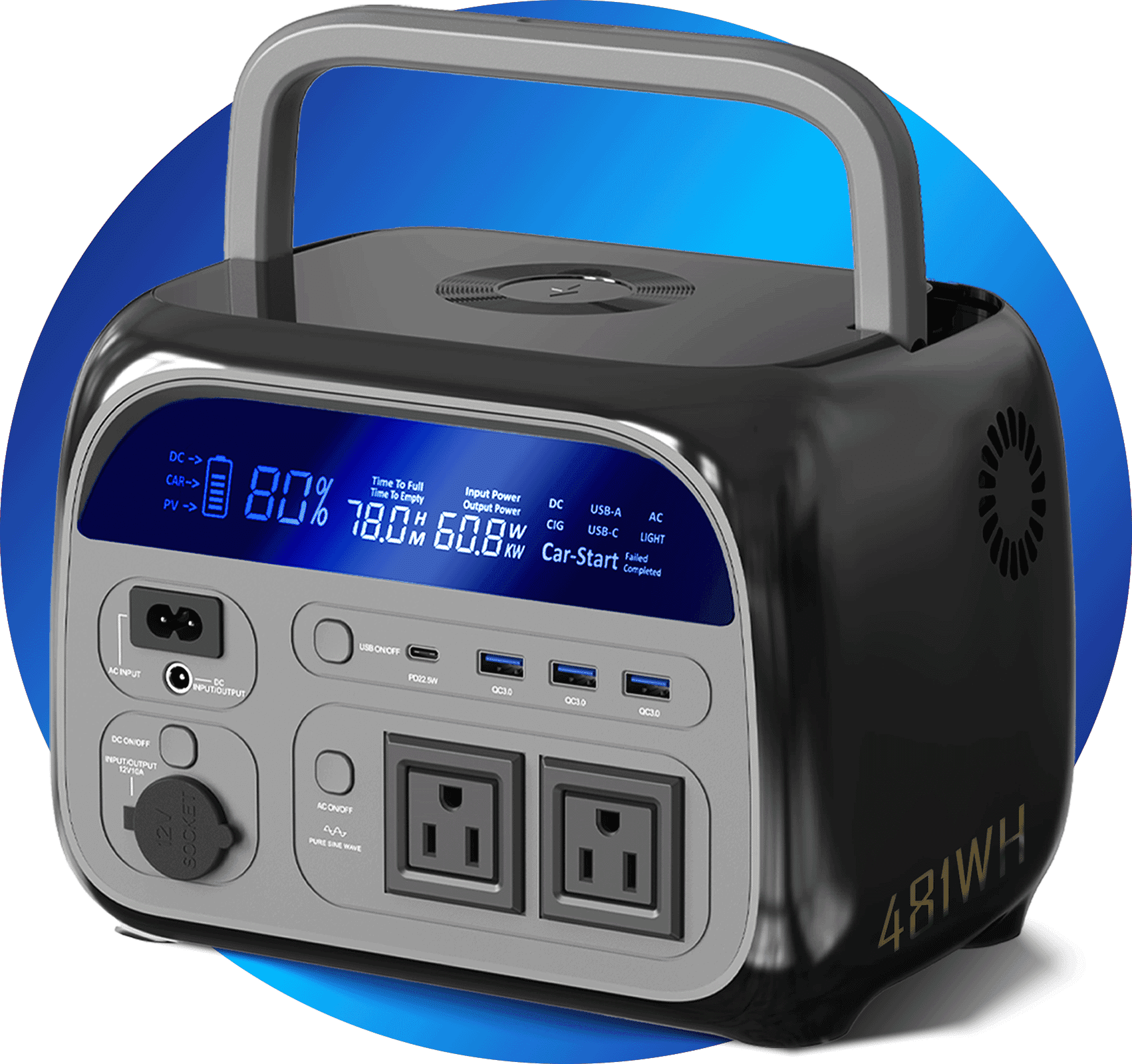 Smart 400W/500W/600W Portable Power Station - 481Wh/500Wh Generator for ...