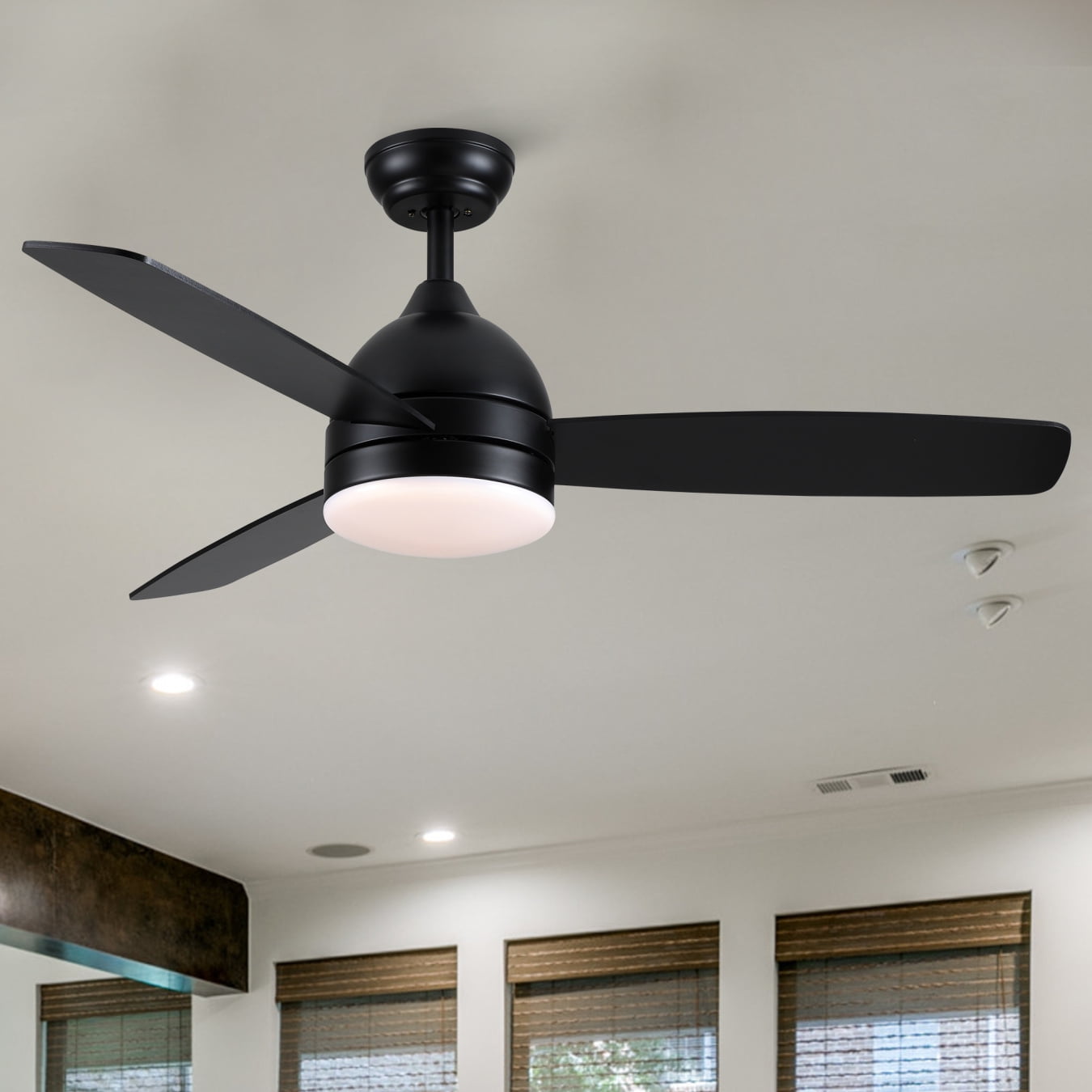 Smart 48 Inch Integrated LED Black Ceiling Fan with Remote Control ...
