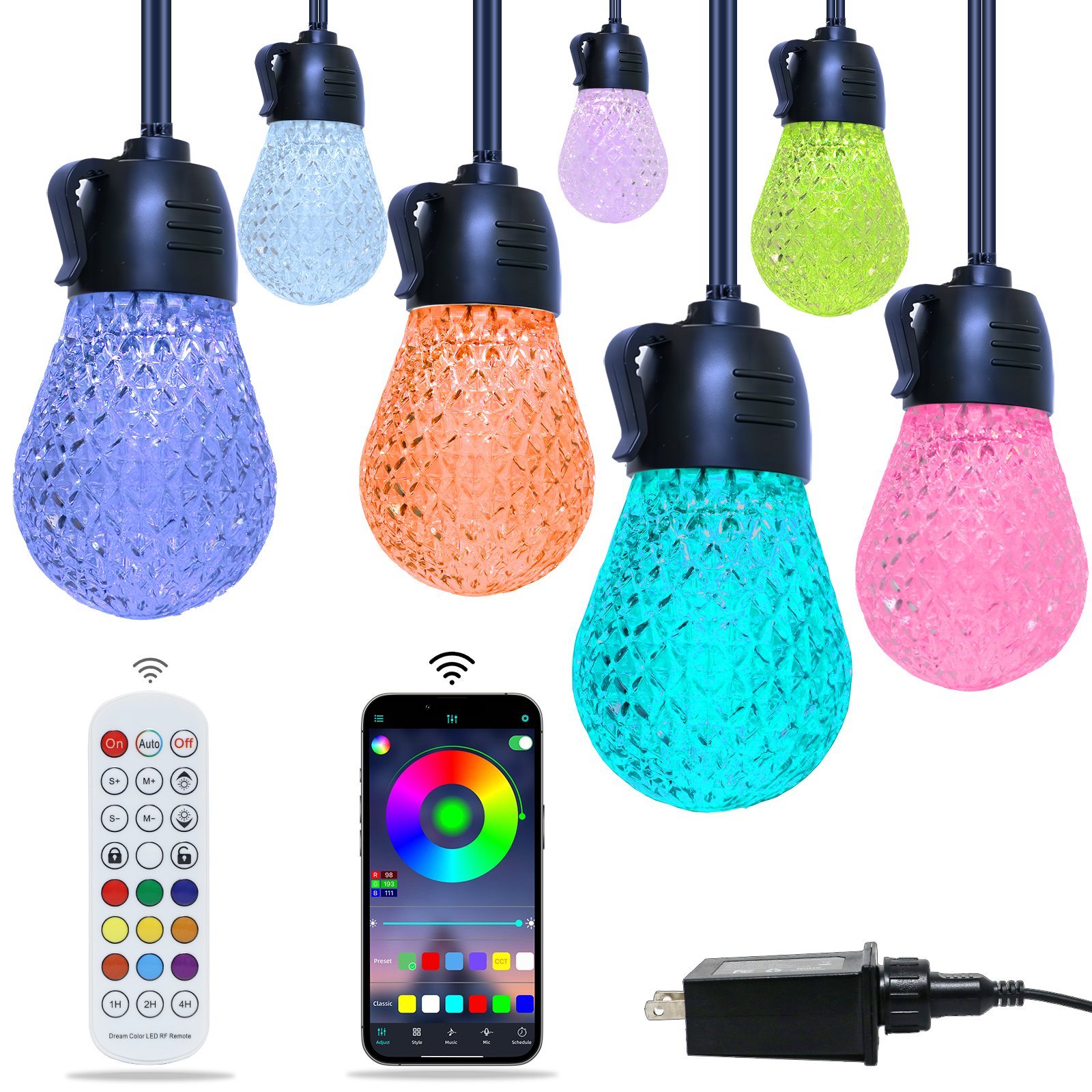 Smart 49ft Plug-in Color Changing Outdoor String Lights, App & Remote ...