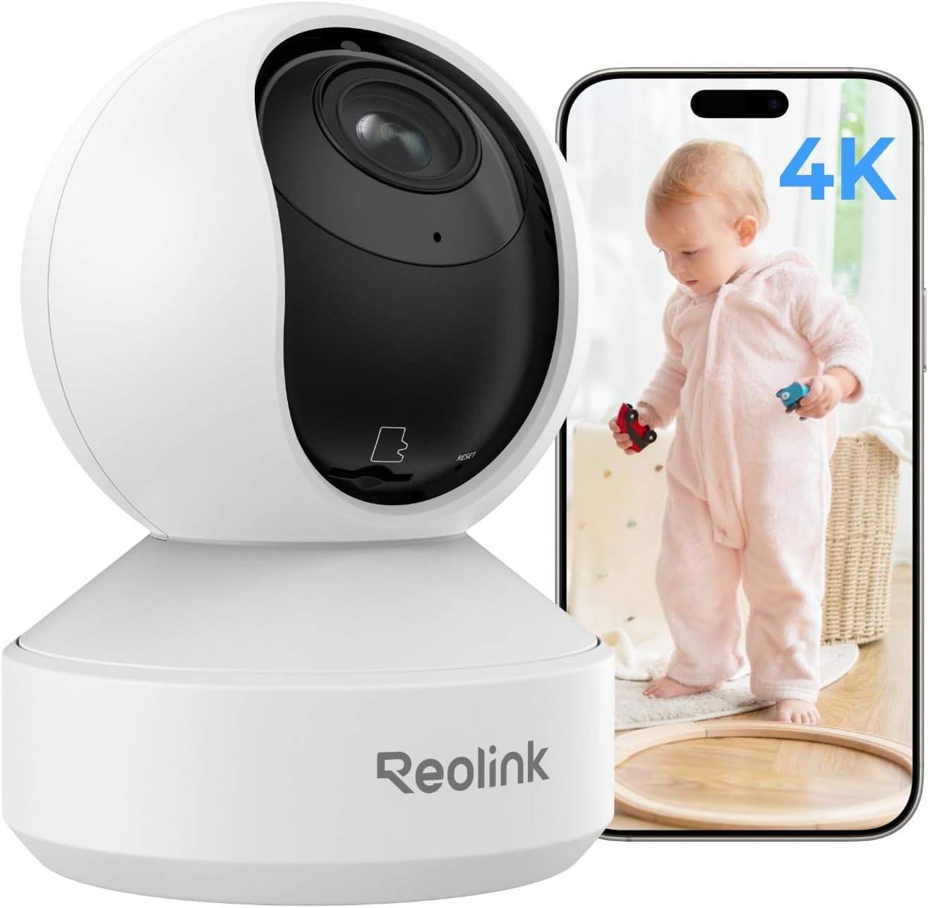 Smart 4K UHD Pan & Tilt Dual-Band Wi-Fi 6 Indoor Security Camera with ...