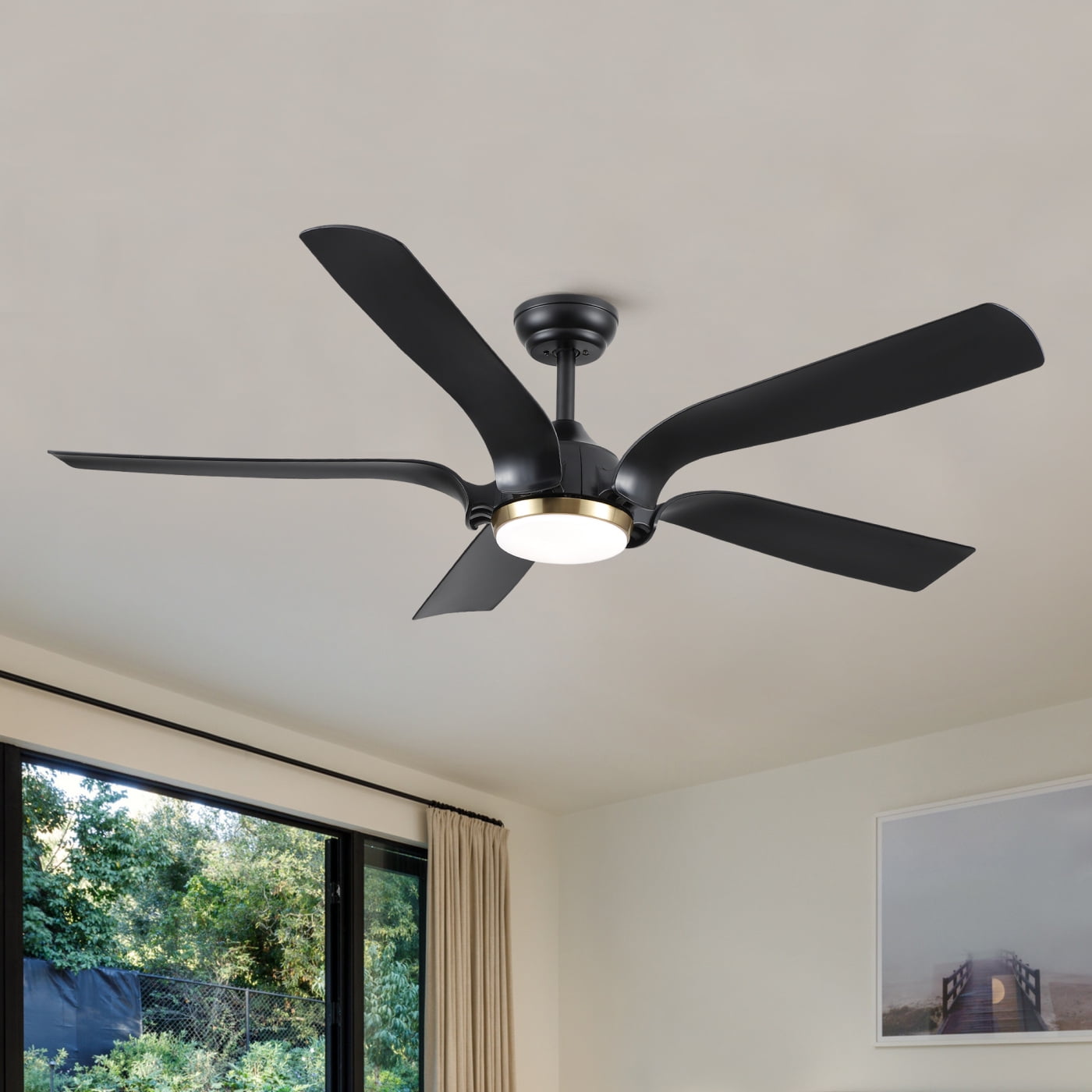 Smart 56 Inch Integrated LED Ceiling Fan with Antique Black Blades ...