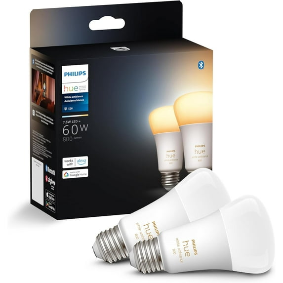 Smart 60W A19 LED Bulb - White Ambiance Warm-to-Cool White Light - 2 ...