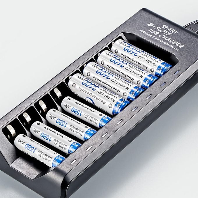 Smart 8 Slots 1.2V Ni-MH AA/AAA Battery Rechargeable USB Charger ...