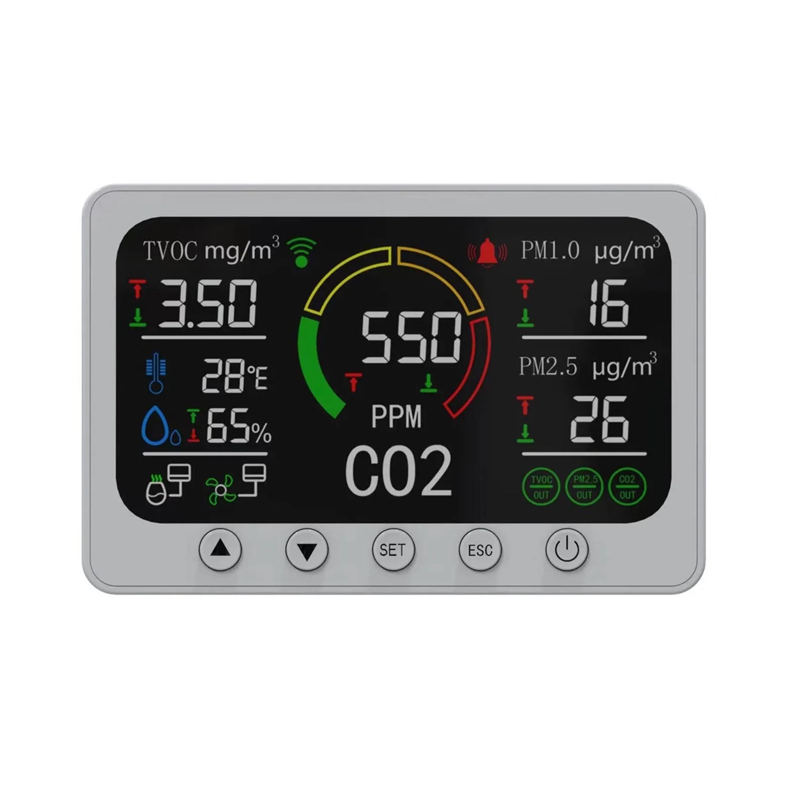 Smart Air Quality Monitor CO2 Meter Digital Temperature And Humidity ...