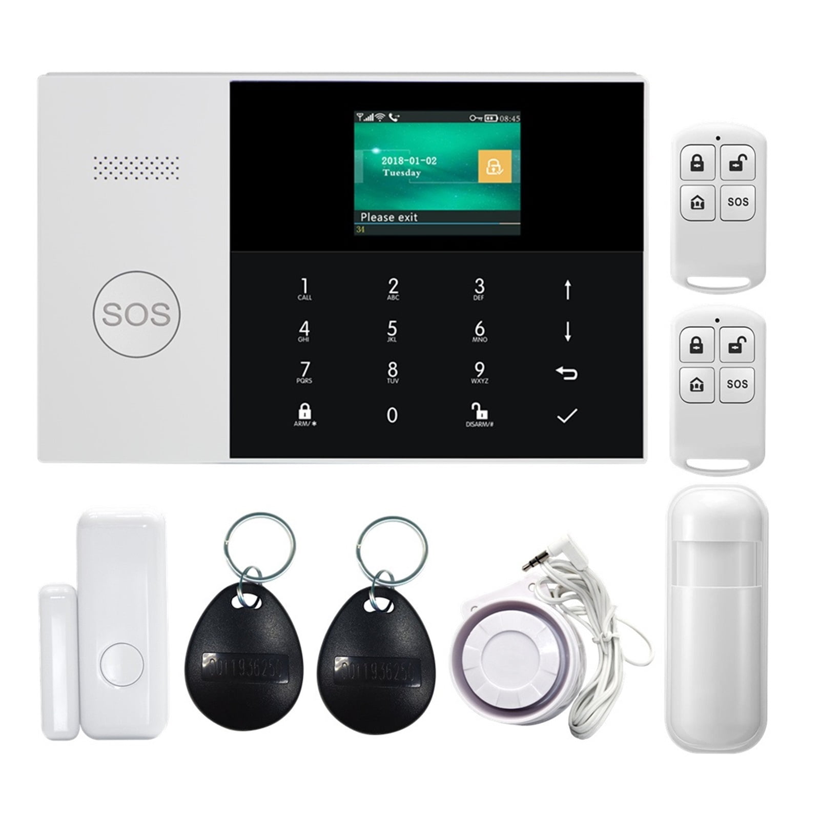 Smart Alarm 433MHZ APP Remote Control LCD Touch Keyboard Wireless SIM GSM RFID Home Burglar ...