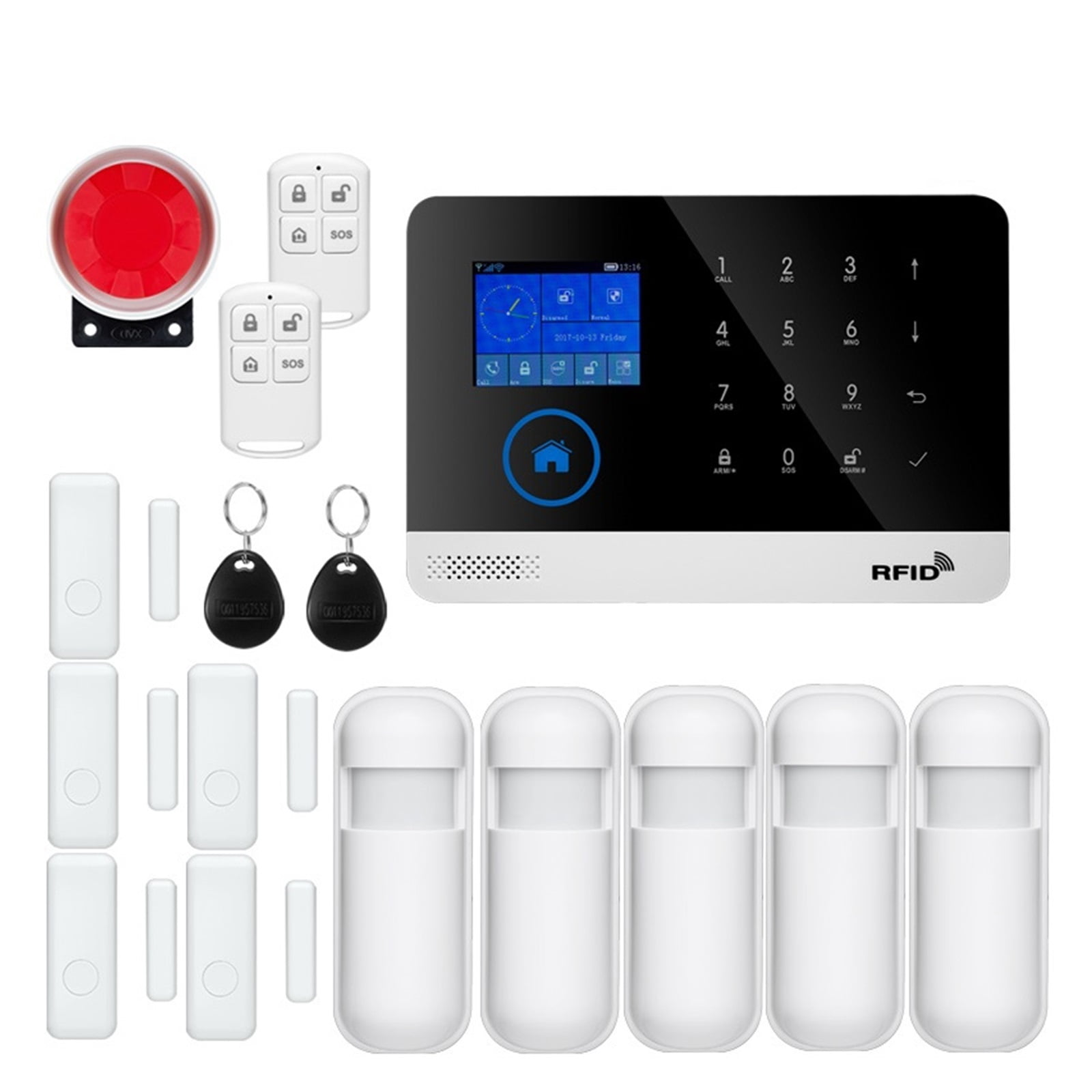 Smart Alarm APP SIM GSM Home RFID Burglar Security LCD Touch Keyboard ...