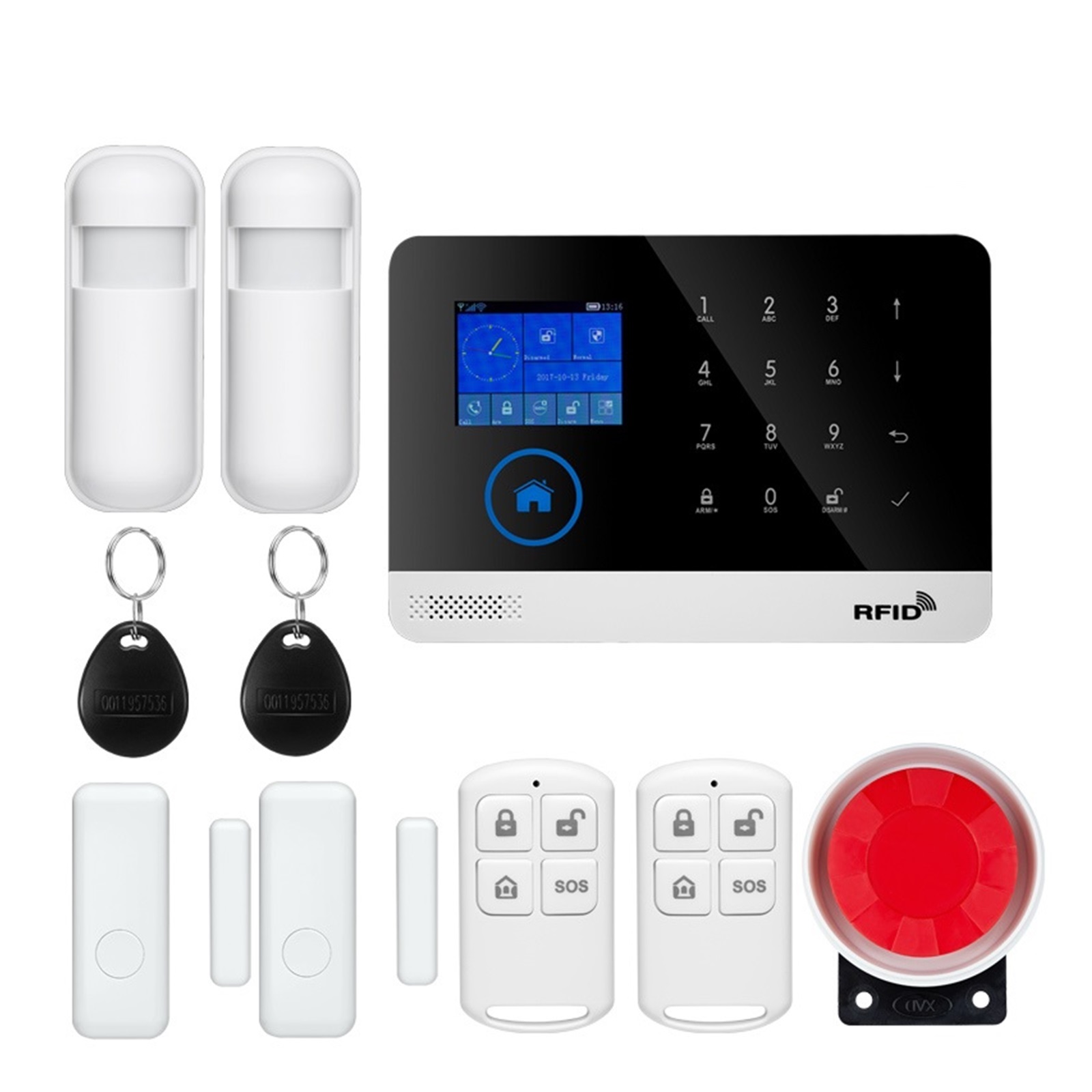 Smart Alarm APP SIM GSM Home RFID Burglar Security LCD Touch Keyboard GSM Alarm System Sensor ...