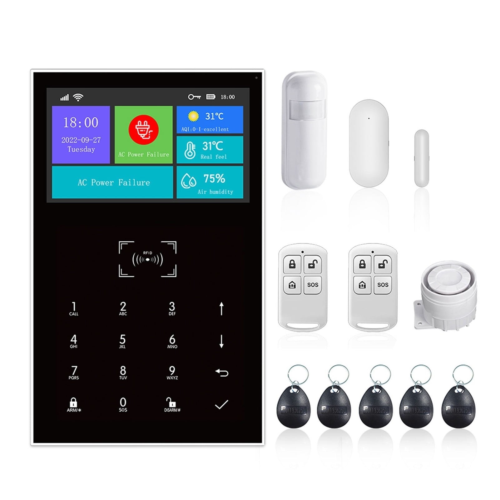 Smart Alarm All Touch Screen Wireless GSM RFID Card Burglar Alarm ...