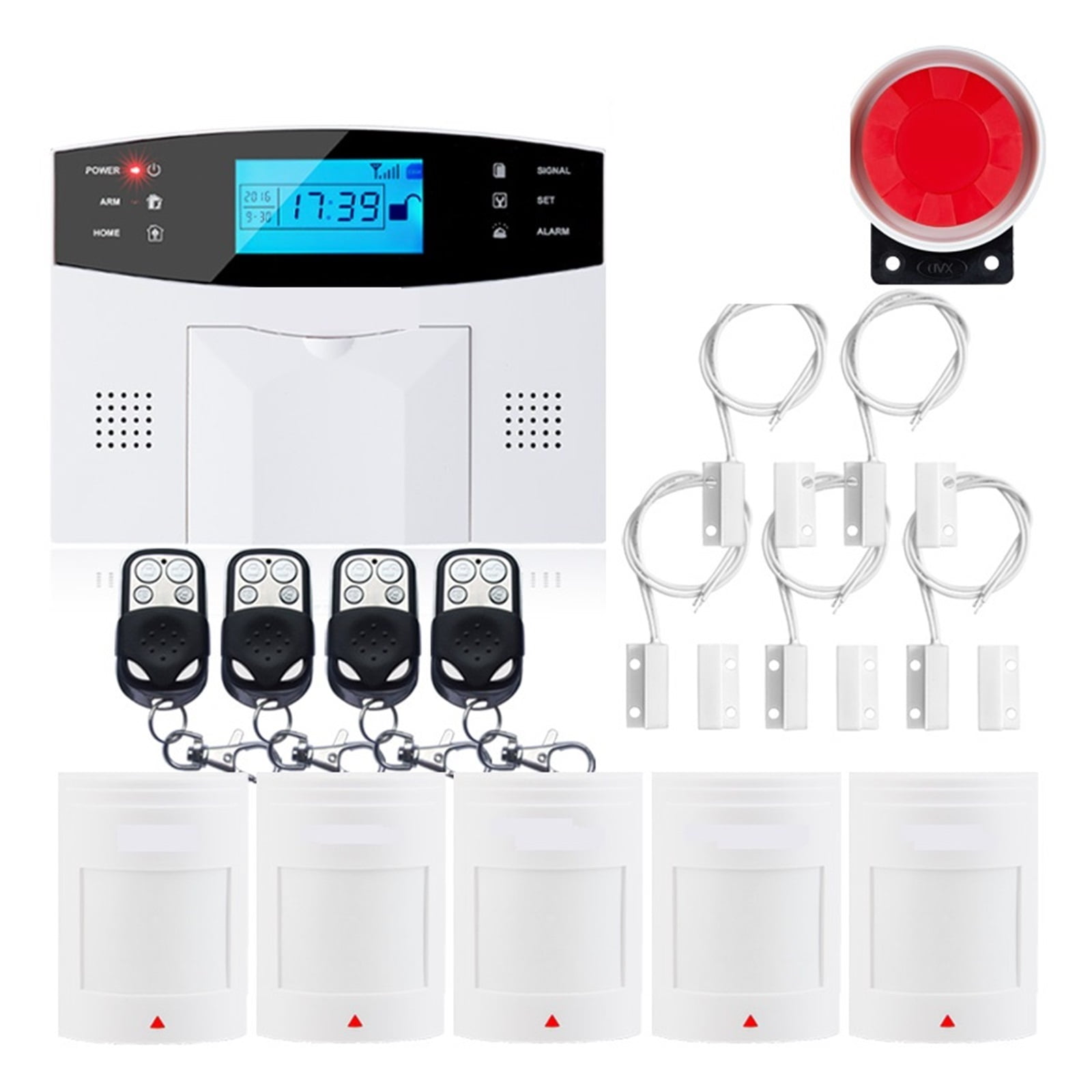 Smart Alarm Built-in Antenna Door Gap Sensor PIR Motion Detector Wireless LCD GSM SIM Card House ...