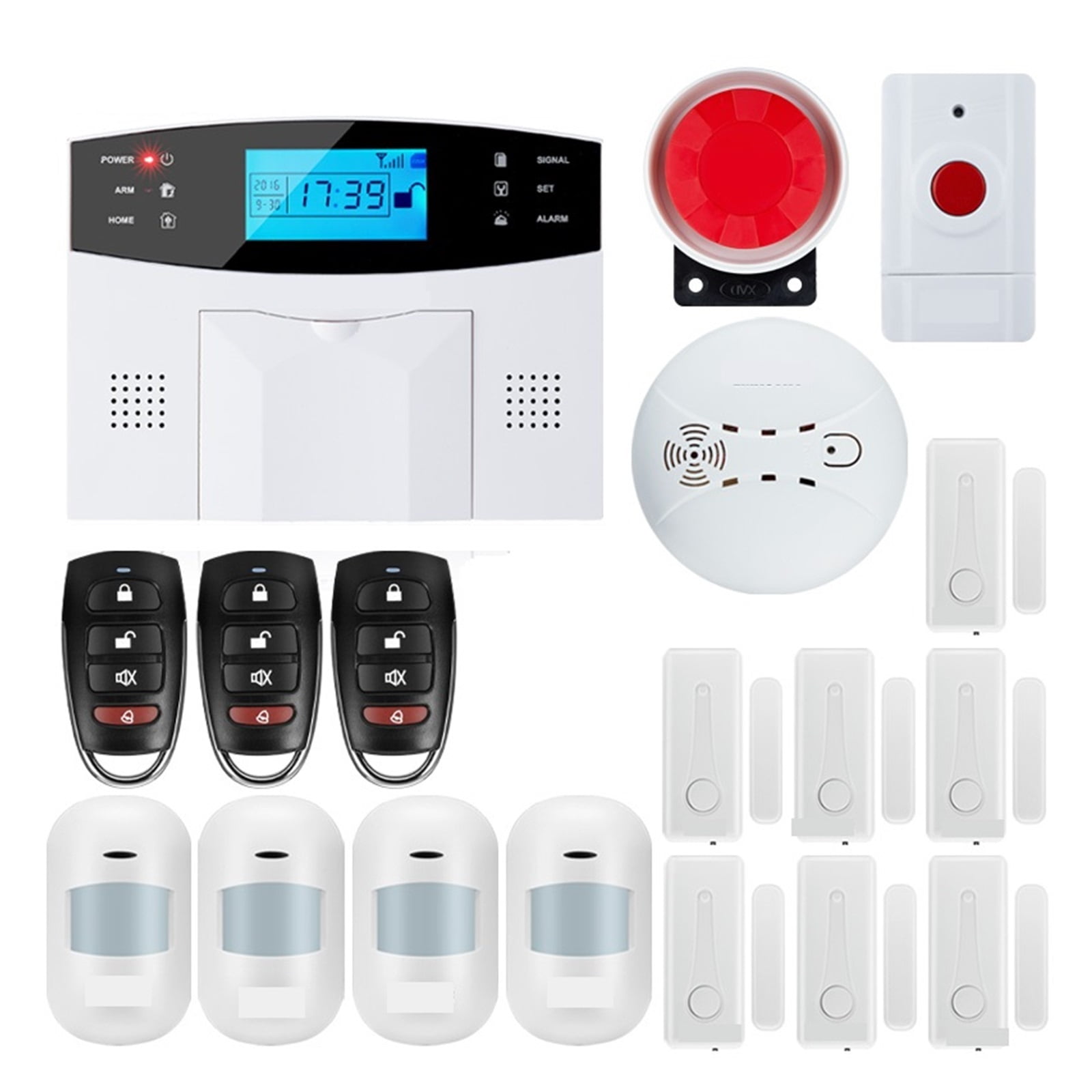 Smart Alarm Built-in Antenna Door Gap Sensor PIR Motion Detector Wireless LCD GSM SIM Card House ...