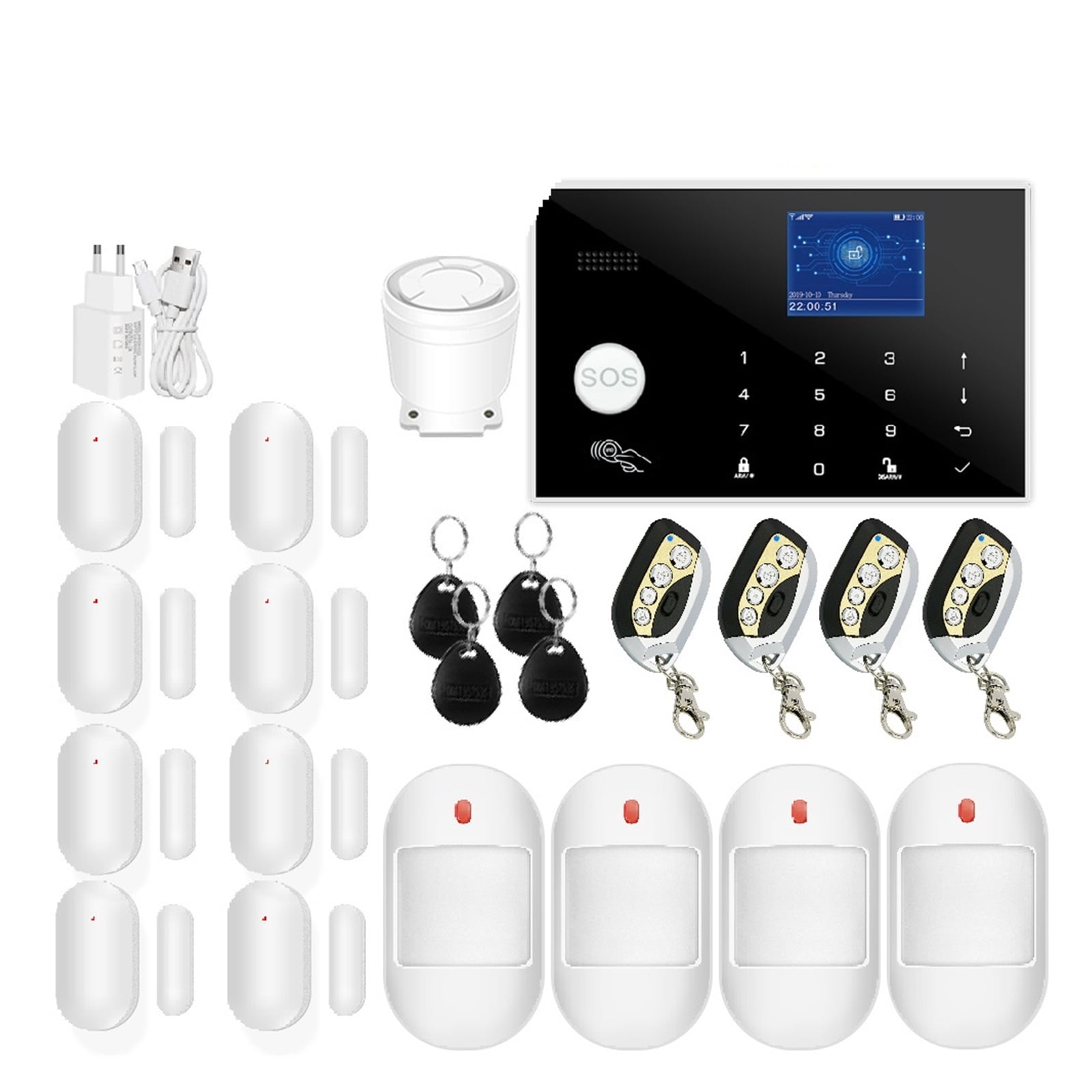 Smart Alarm GSM 433MHz Security Alarm 2.4 Inch TFT Home Burglar Alarm ...