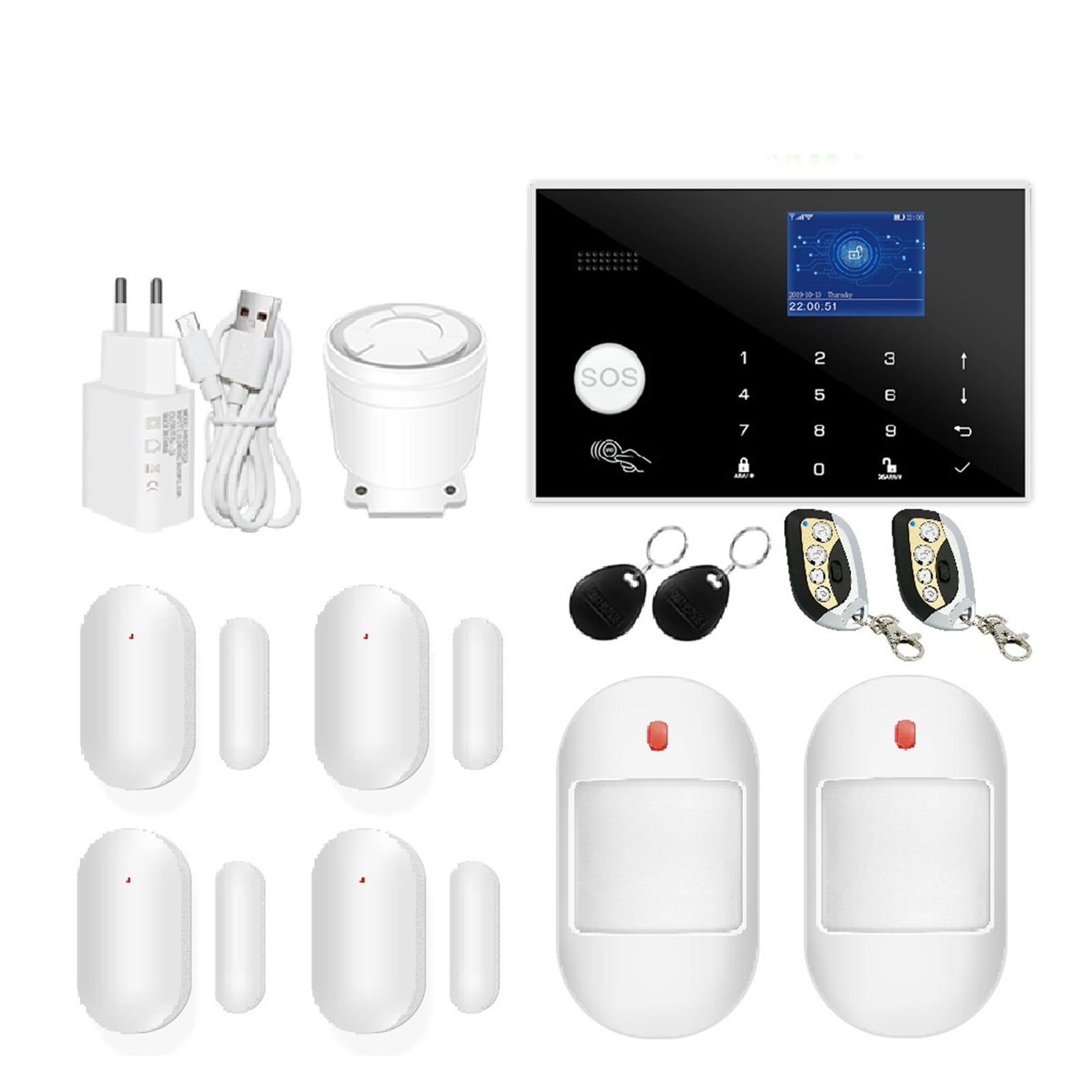 Smart Alarm GSM 433MHz Security Alarm 2.4 Inch TFT Home Burglar Alarm ...