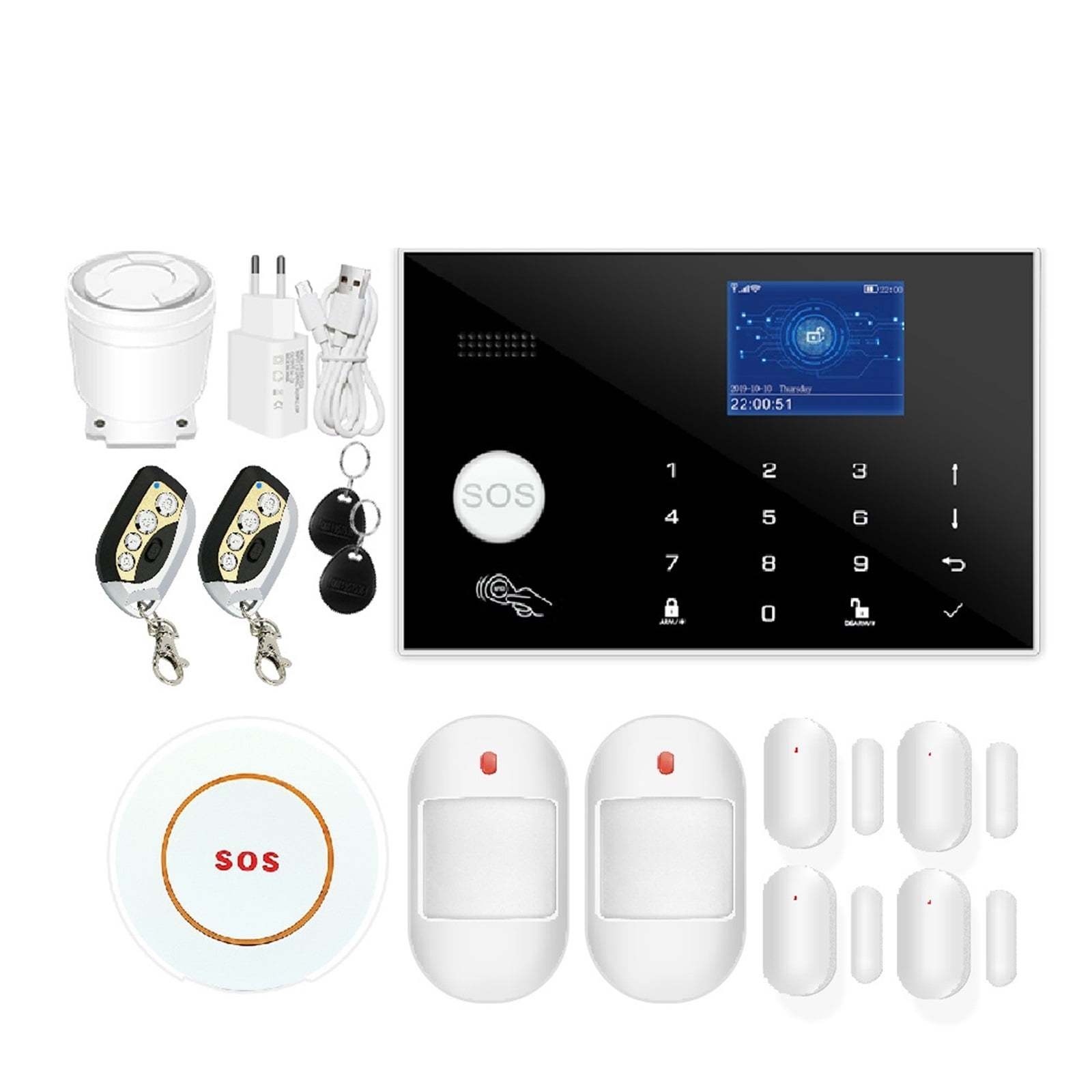 Smart Alarm GSM 433MHz Security Alarm 2.4 Inch TFT Home Burglar Alarm ...