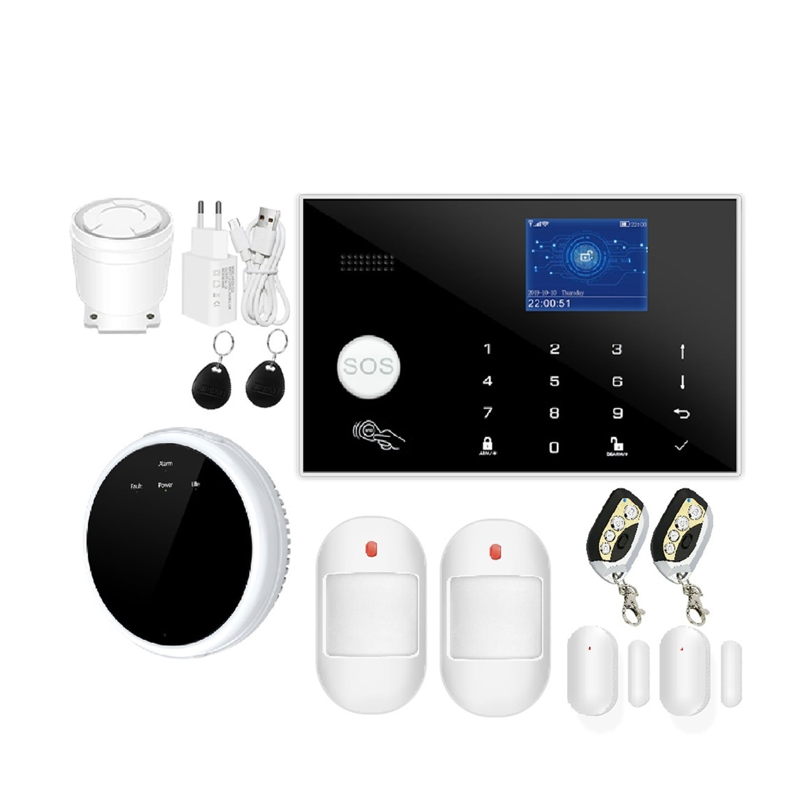 Smart Alarm GSM 433MHz Security Alarm 2.4 Inch TFT Home Burglar Alarm ...