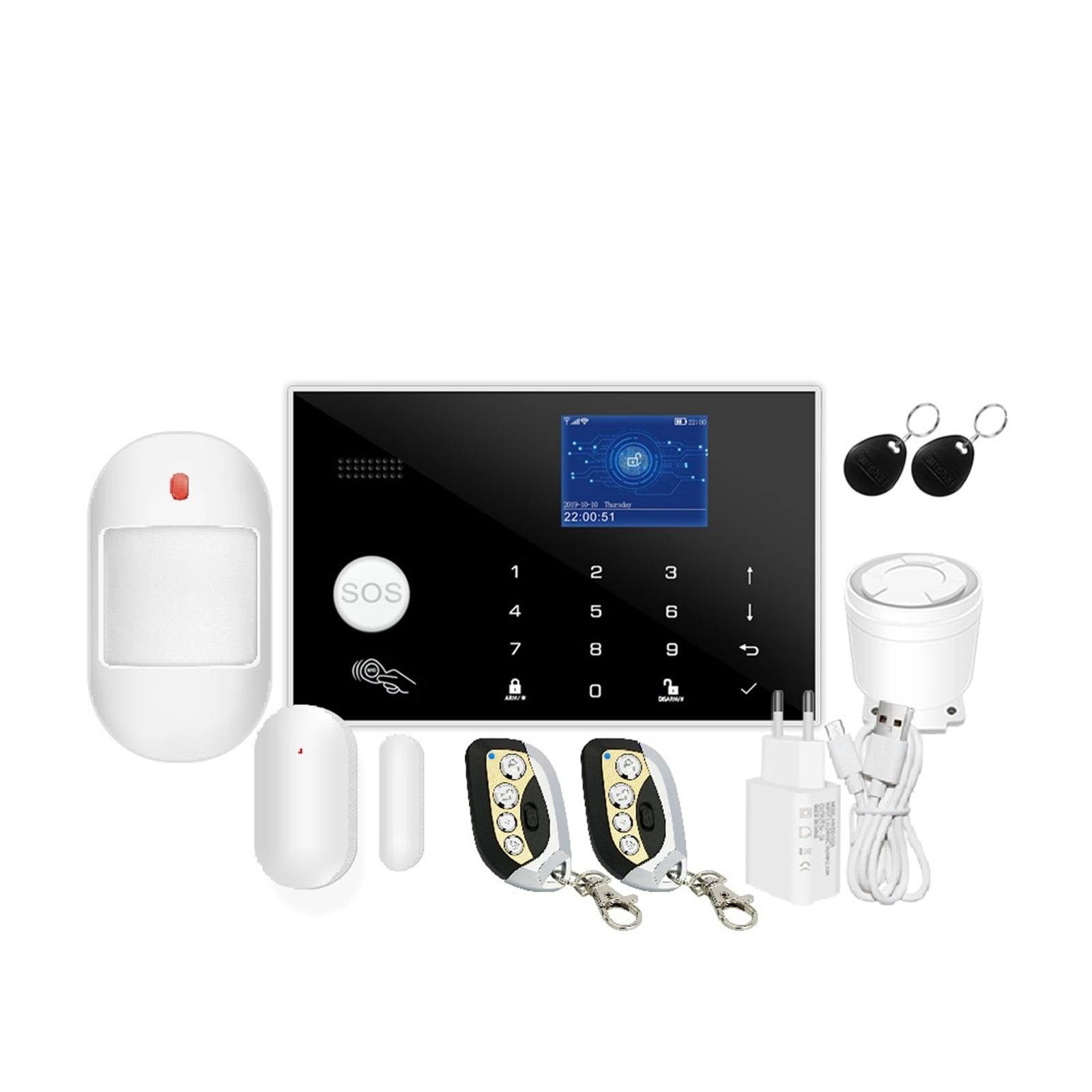 Smart Alarm GSM 433MHz Security Alarm 2.4 Inch TFT Home Burglar Alarm ...