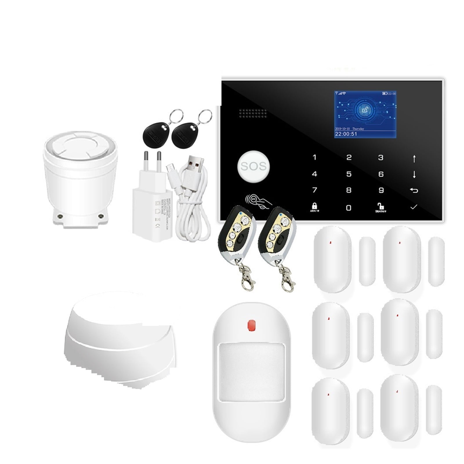 Smart Alarm GSM 433MHz Security Alarm 2.4 Inch TFT Home Burglar Alarm ...