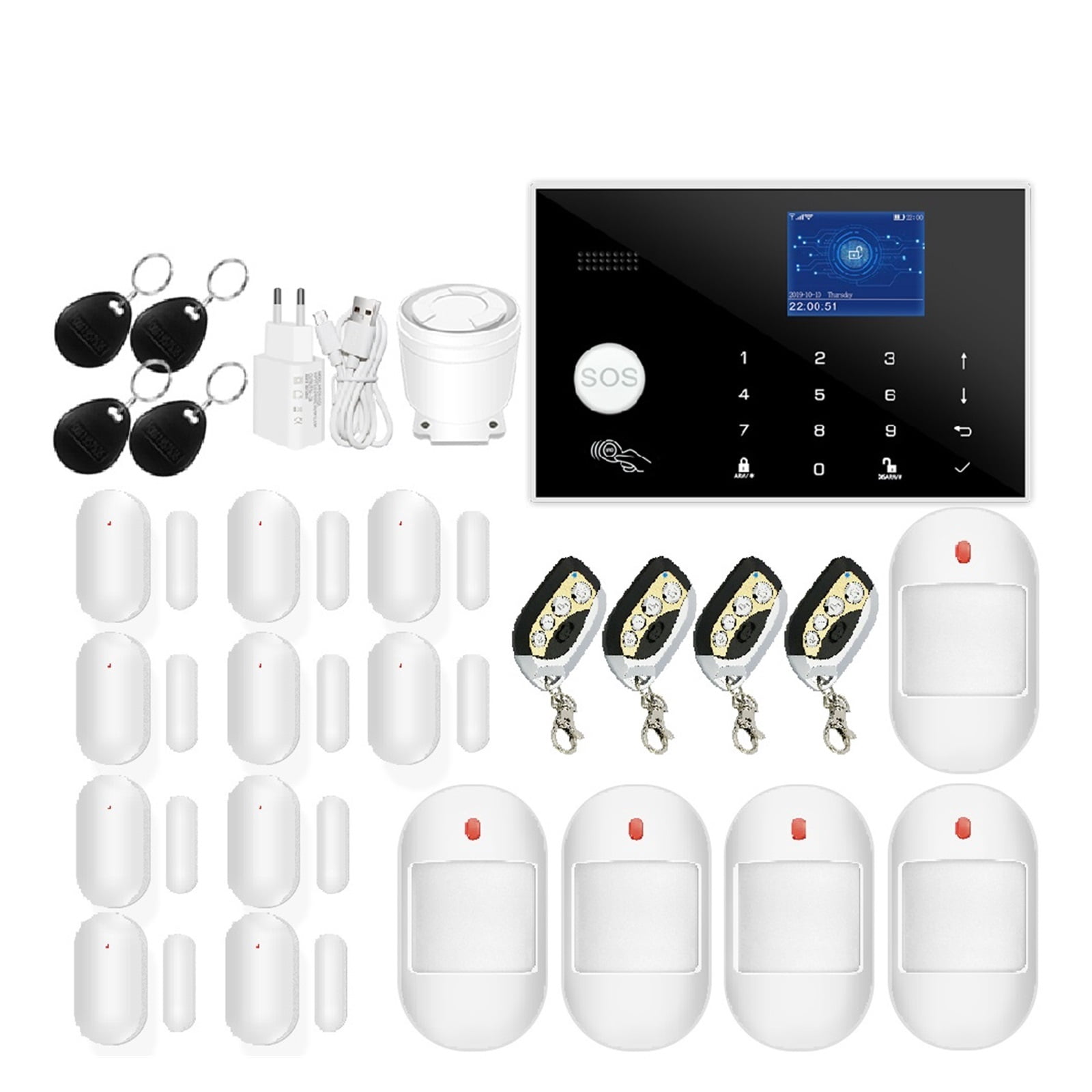Smart Alarm GSM 433MHz Security Alarm 2.4 Inch TFT Home Burglar Alarm ...