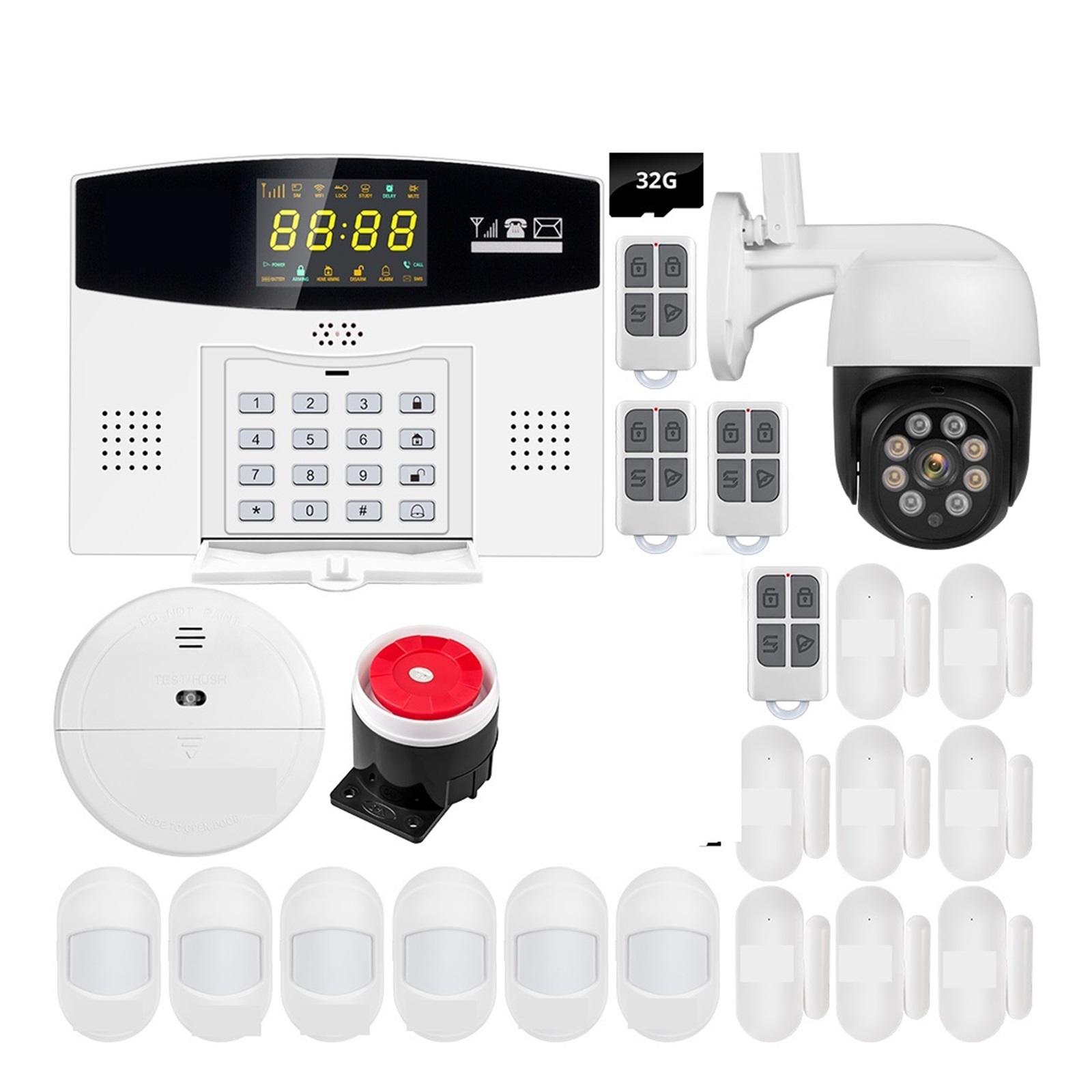 Smart Alarm System Kit GSM Burglar Alarm Smart Home Alarm System Color ...