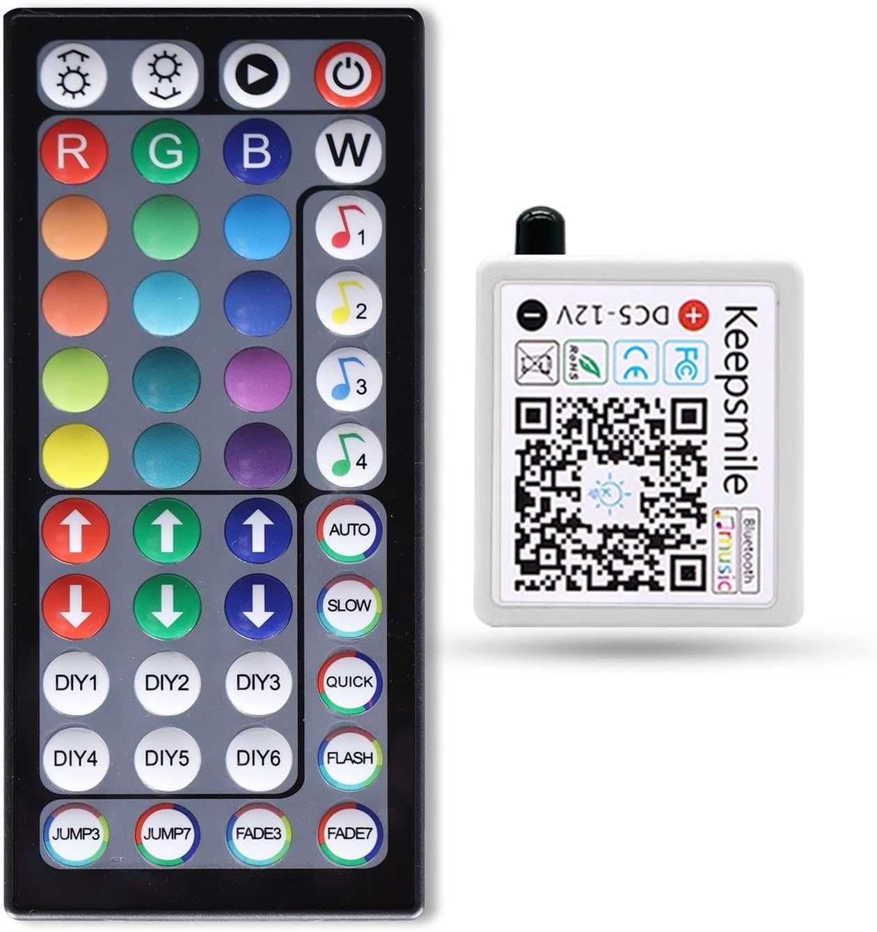 Smart App Bluetooth Controller and 44 Keys IR Remote Control, Suitable ...