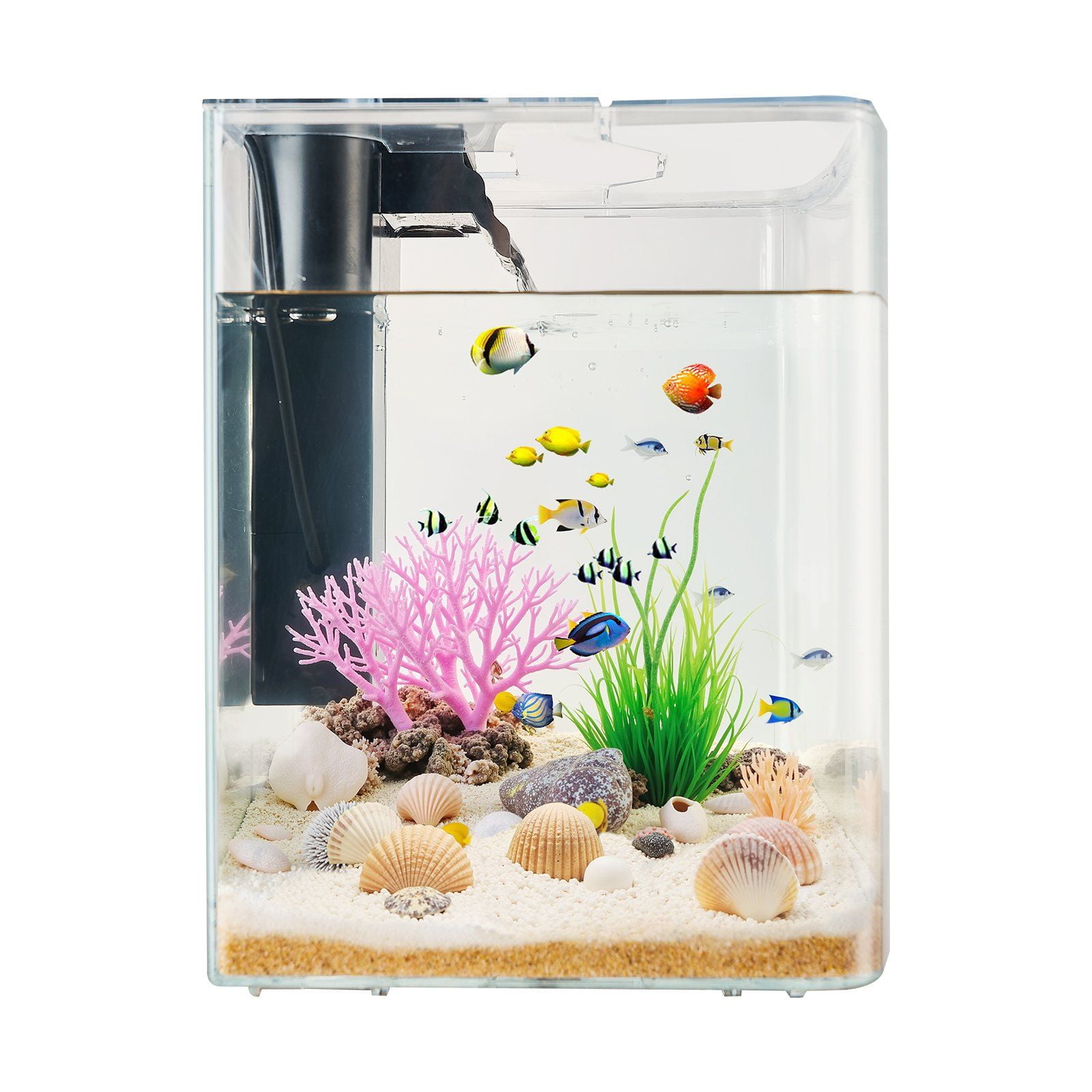 Smart Arch 2 Gallon Fish Tank - Self-Cleaning Aquarium, 3 Color Lights ...