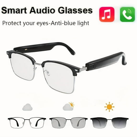 Smart Audio Glasses - Blue Light Protection, Magnetic Charging, Remote ...