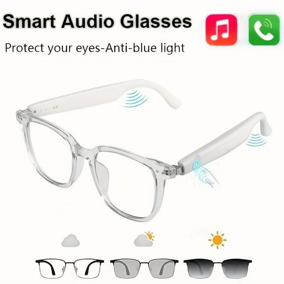 Smart Audio Glasses - Blue Light Protection, Magnetic Charging, Remote ...