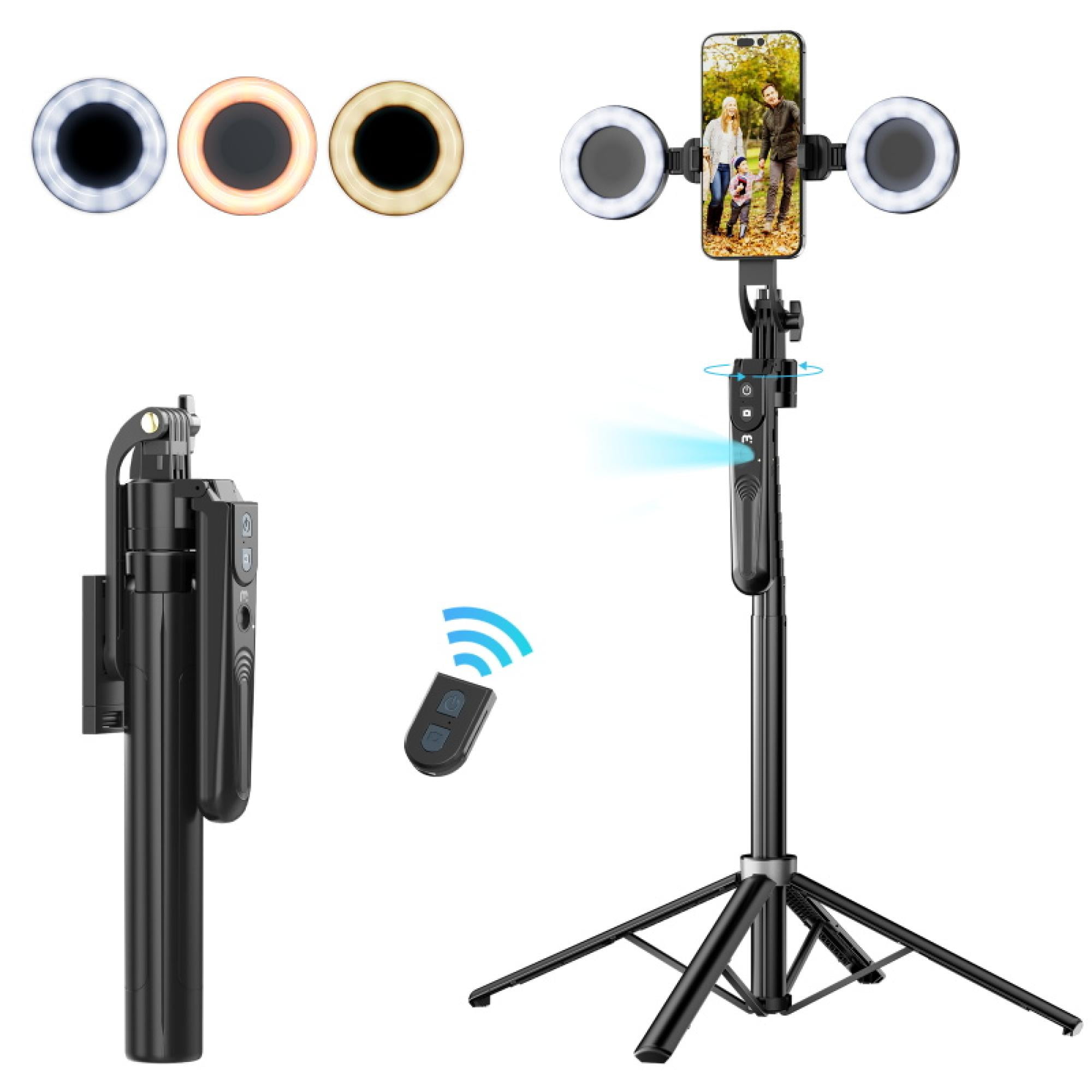 Smart Auto-Tracking Selfie Tripod with Wireless Remote & Dual Ring ...