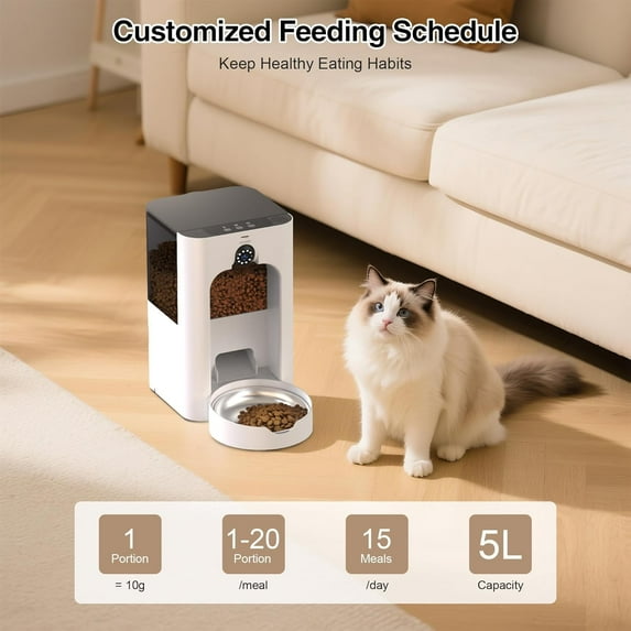 Smart Automatic Cat Feeder with 1080P Camera & Laser Toy, 5G WiFi 5L ...
