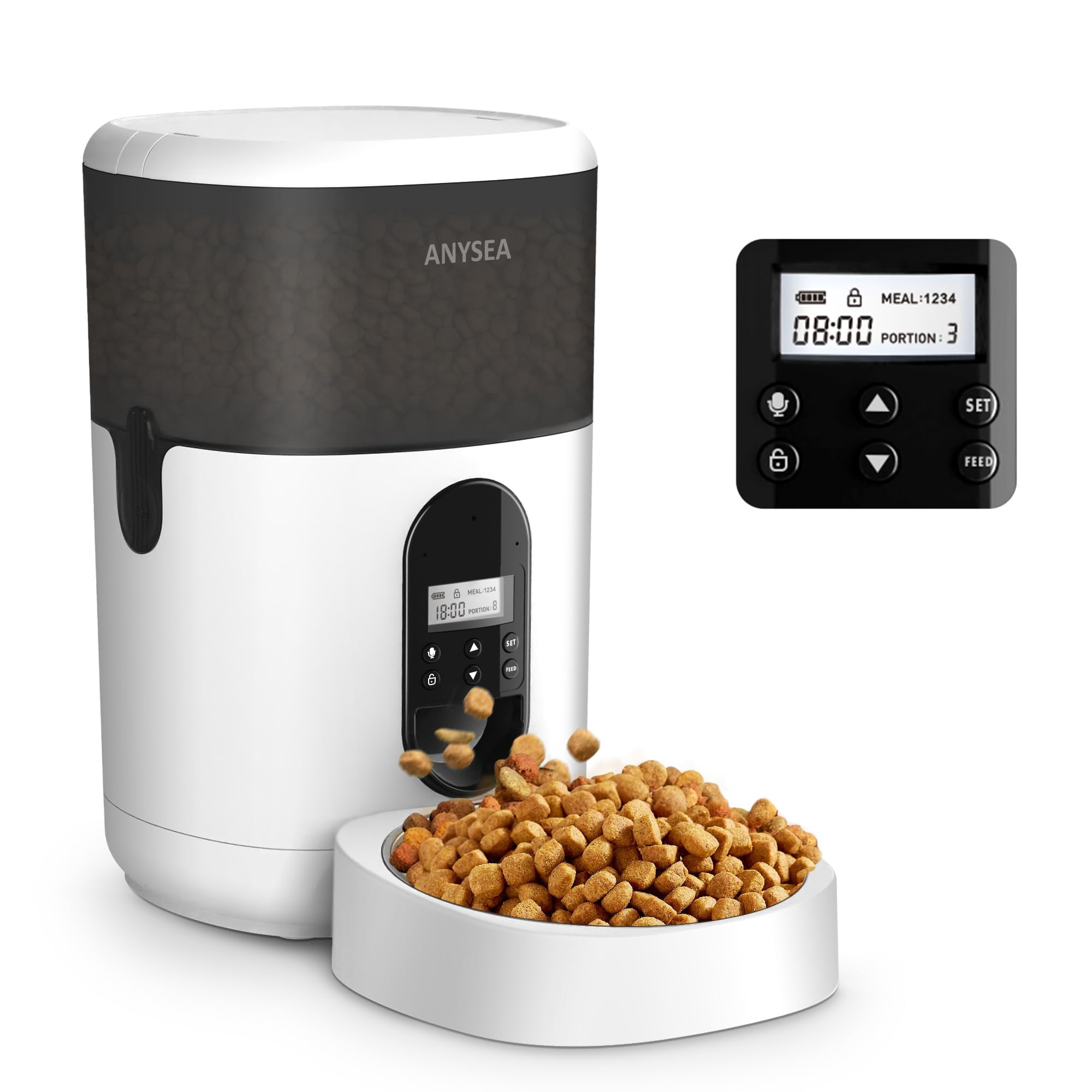 Smart Automatic Cat Feeder, XEF1 4L Timed Pet Feeder Cats with LCD ...