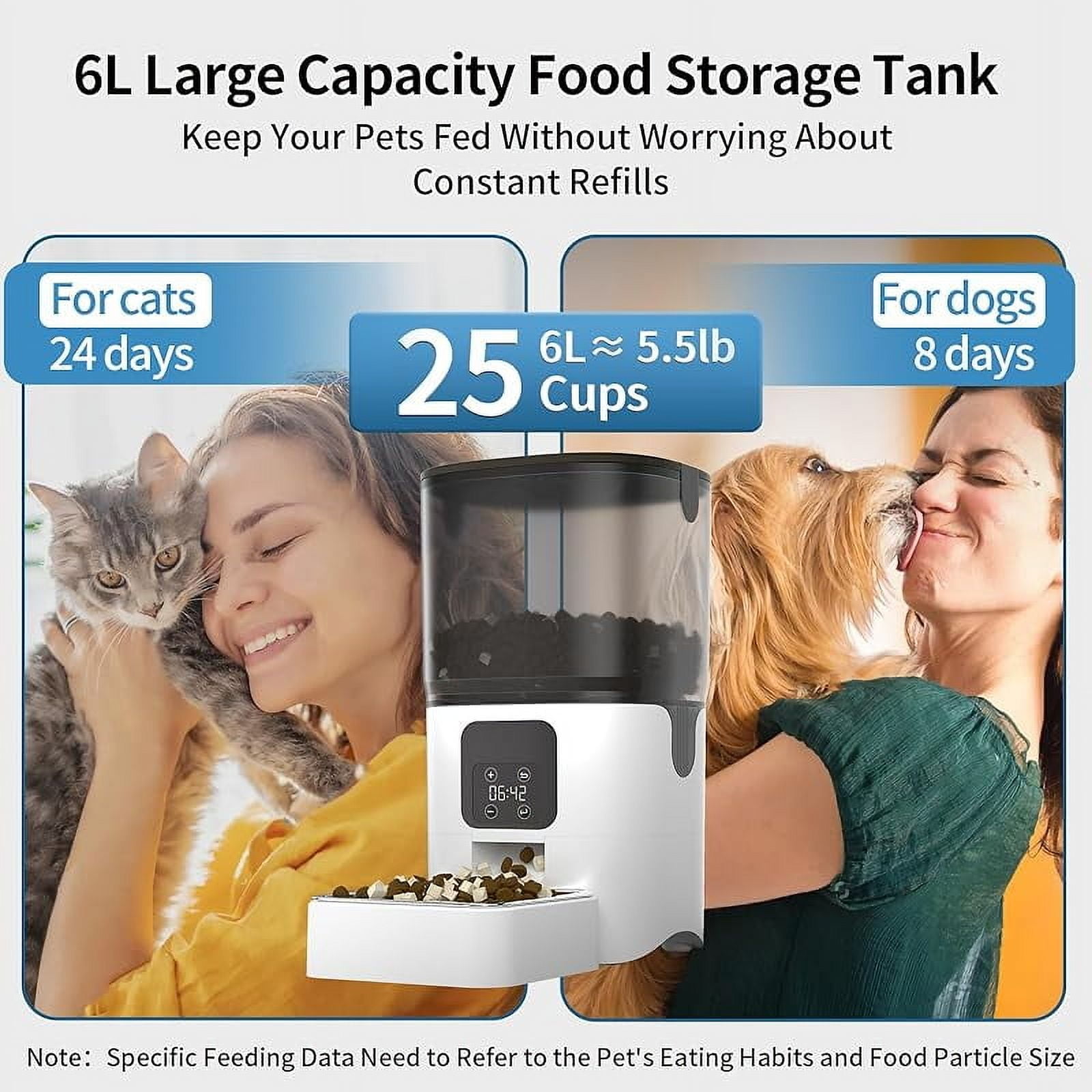 Smart Automatic Cat Feeders: WiFi Pet Feeder with APP Control for Remote Feeding, Detachable for ...