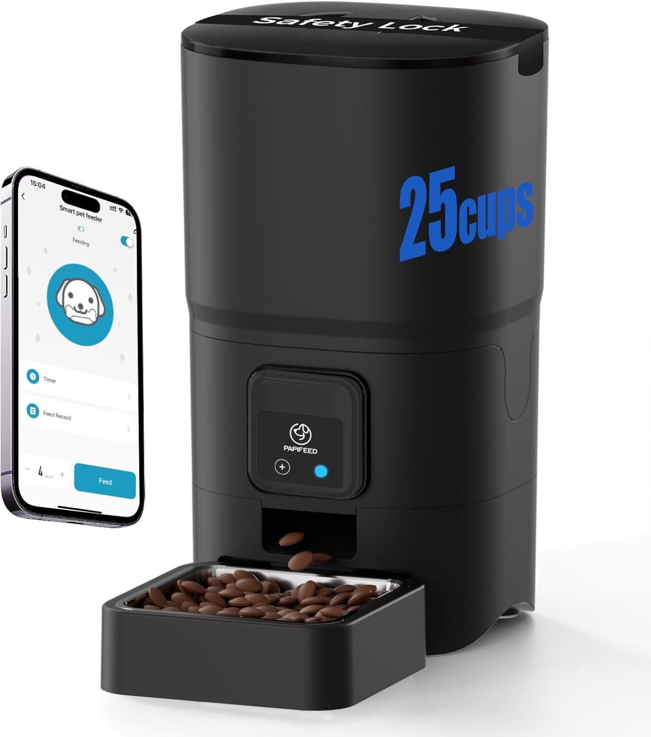 Smart Automatic Cat Feeders, WiFi Pet Feeder with APP Control for Remote Feeding, Detachable for ...