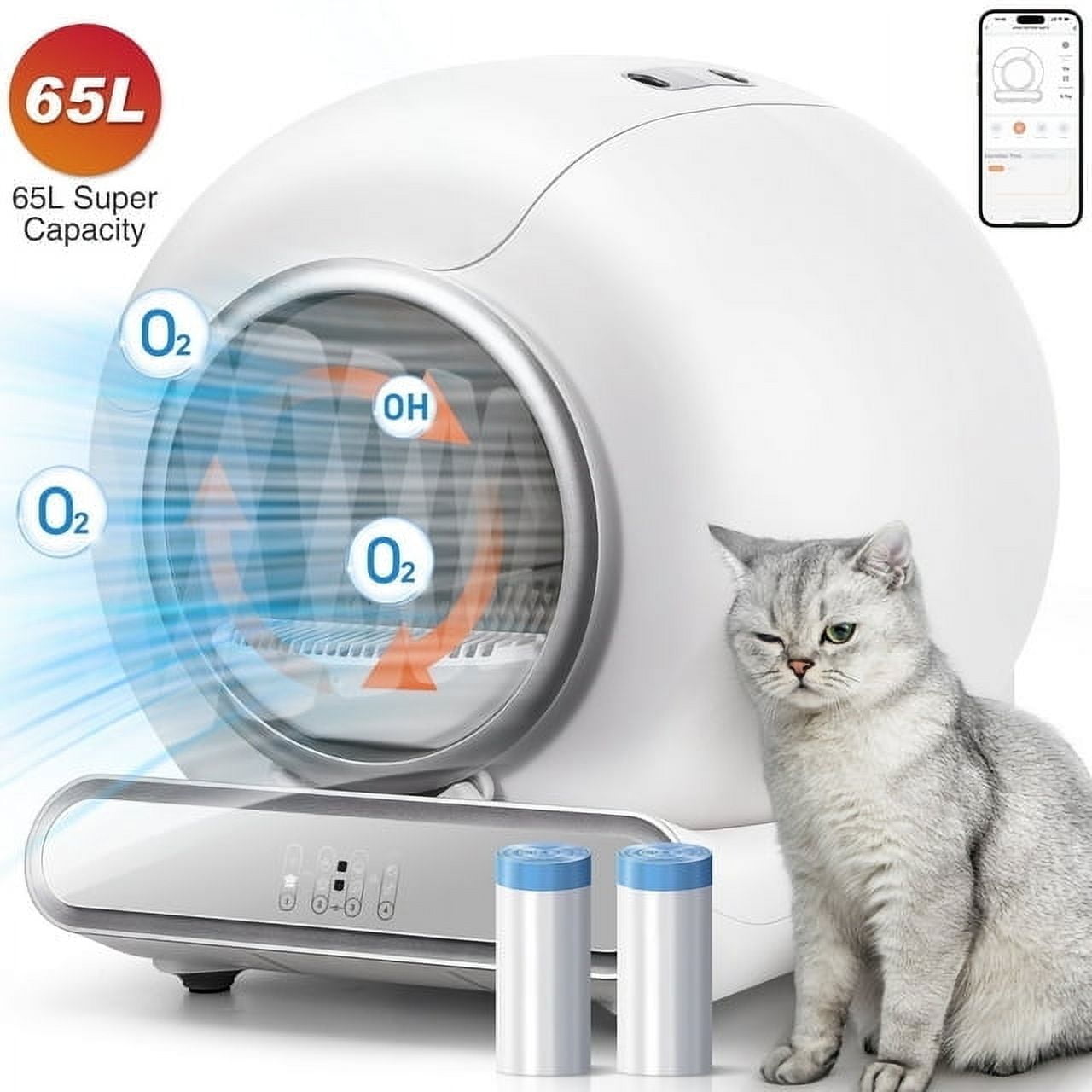 Smart Automatic Self-Cleaning Cat Litter Box for Muti Cat with App ...