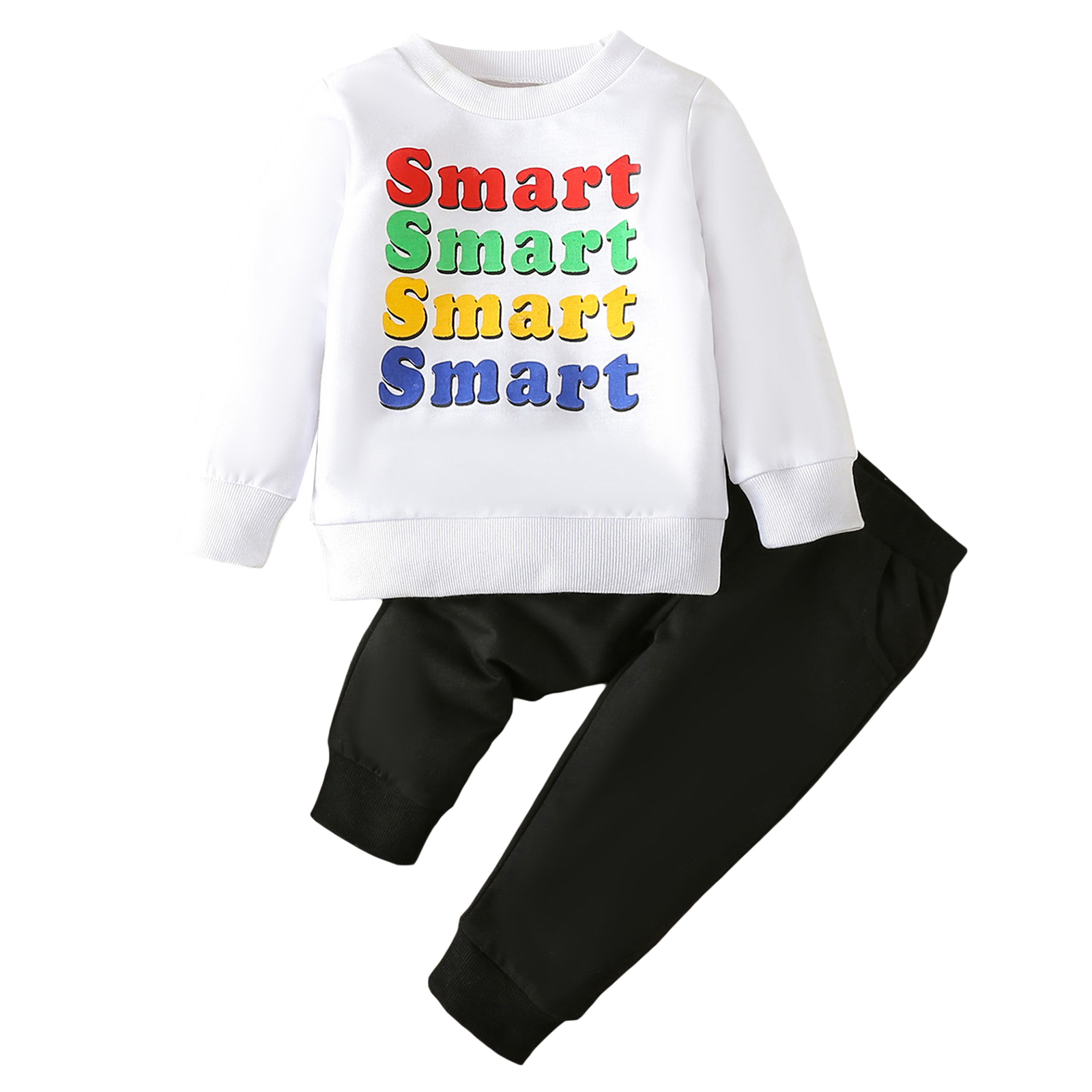 Smart Baby Boy 2 Piece Outfit Long Sleeve Letter Print Sweatshirt Tops ...
