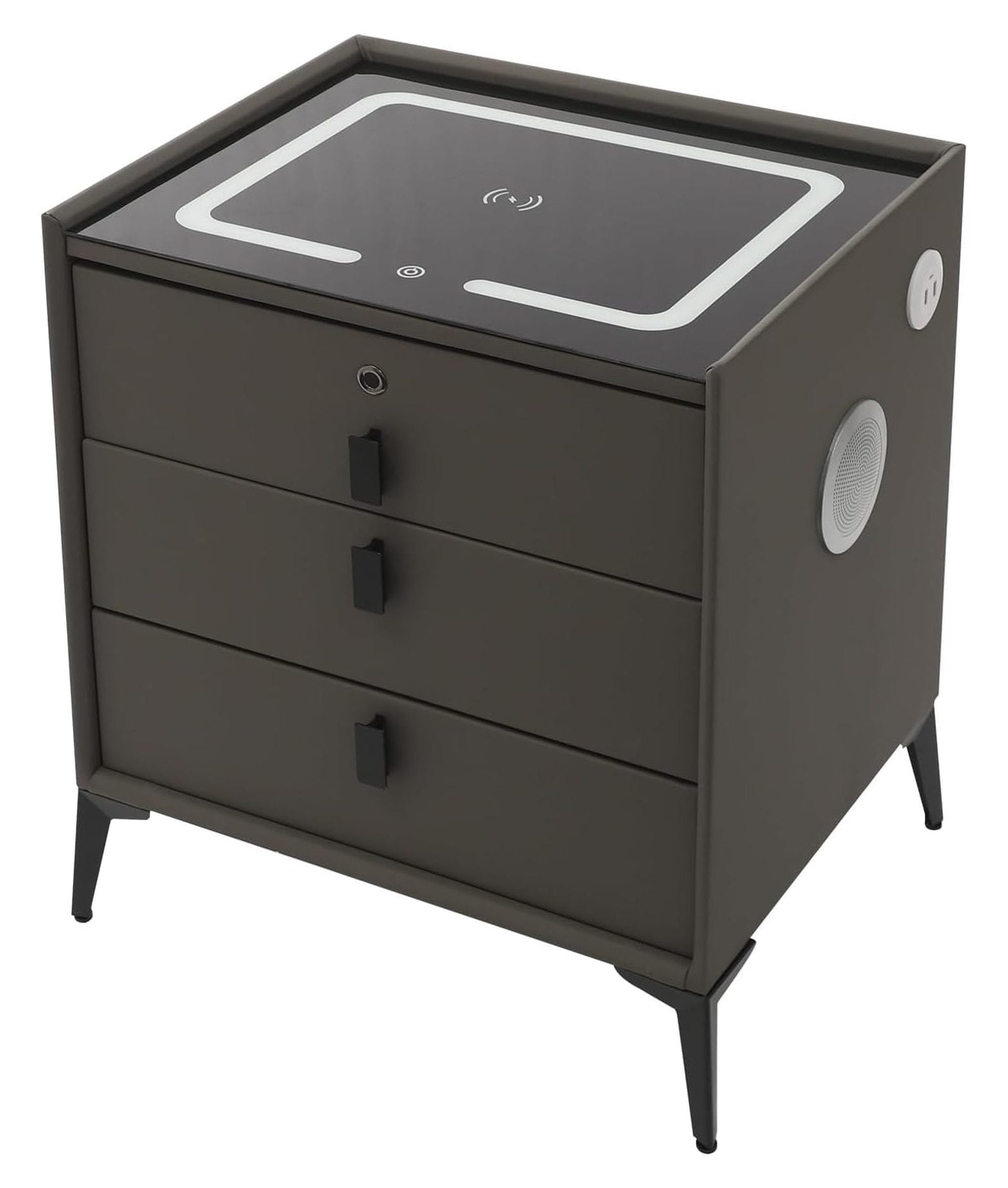 Smart Bedside Side Table w/USB Charging, Smart LED Nightstand w/Three ...