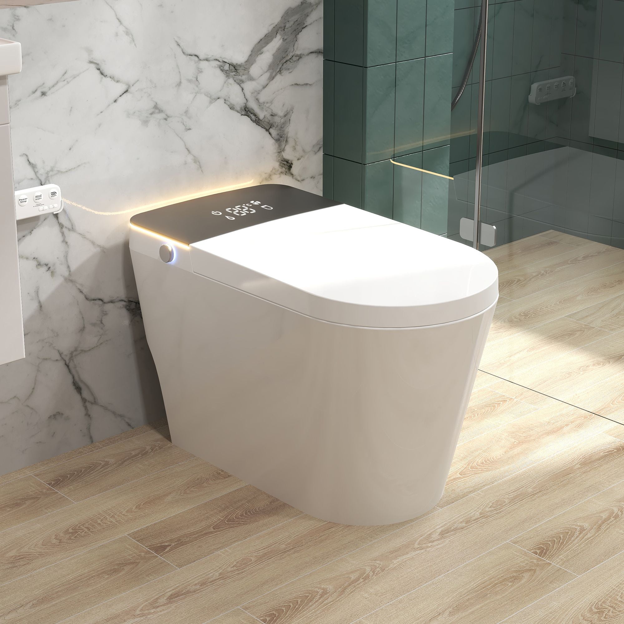 Smart Bidet Toilet with Built-in Bidet Seat, Heated Seat, Tank, Remote ...