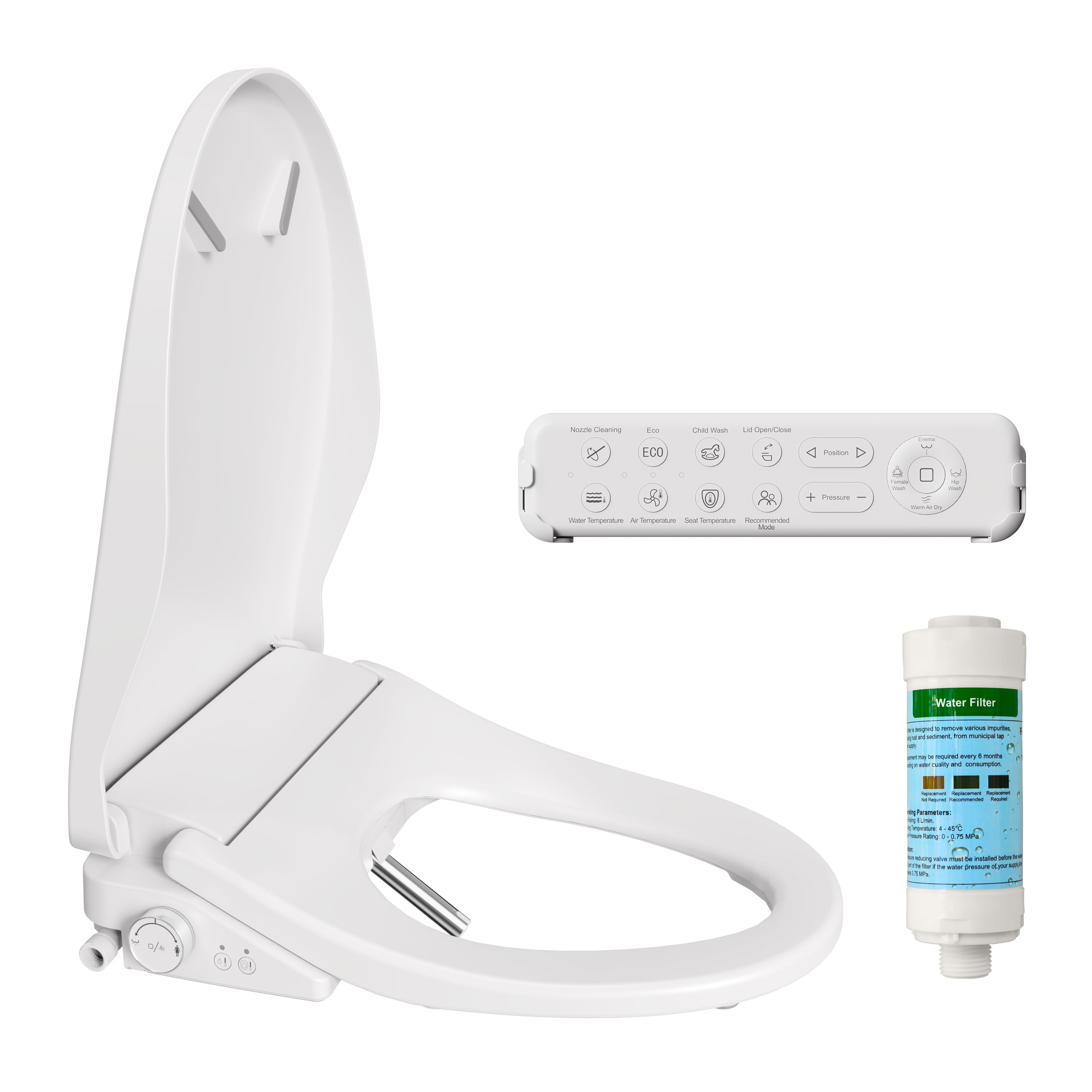 Smart Bidet Toilet Seat with Side Knob Adjustable Heated Seat with ...